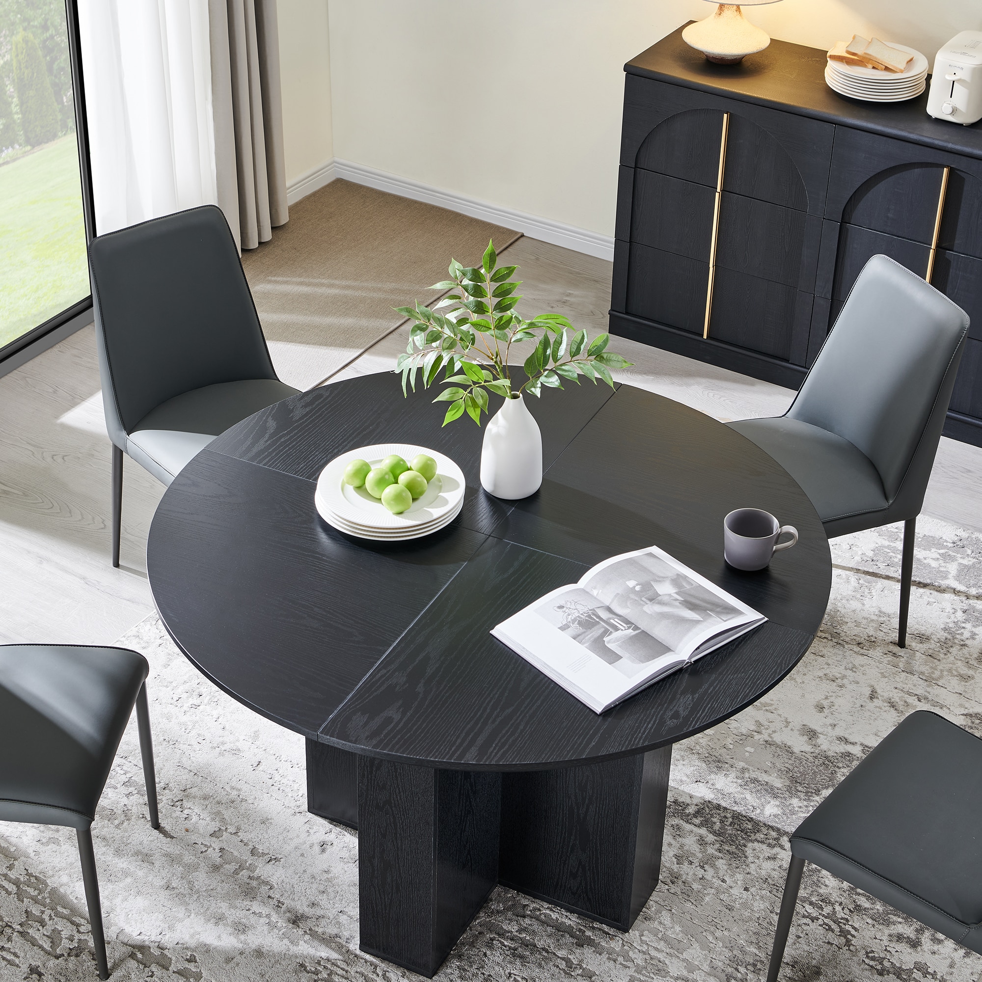DecorUHome 47Inch Round Dining Table for 4-6 Modern Kitchen Table with ...