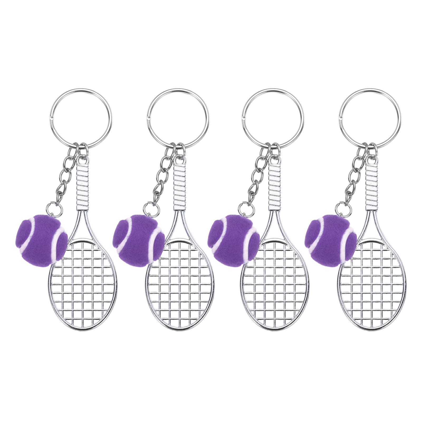 PATIKIL Tennis Keychain 4pcs Metal Tennis Racket Key Chains Sports ...