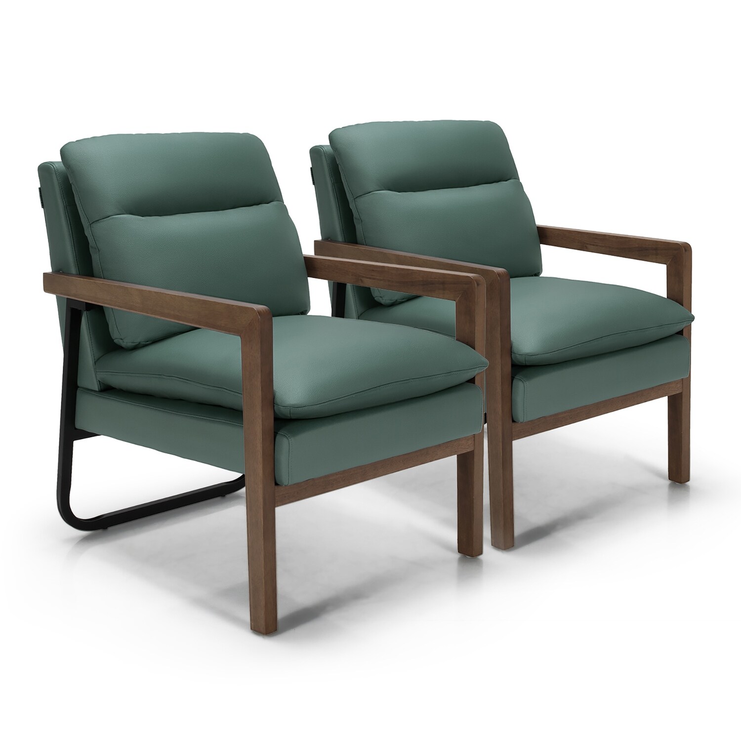 Costway Set of 2 Modern Accent Armchair Lounge Chair w/ Wood Legs and ...