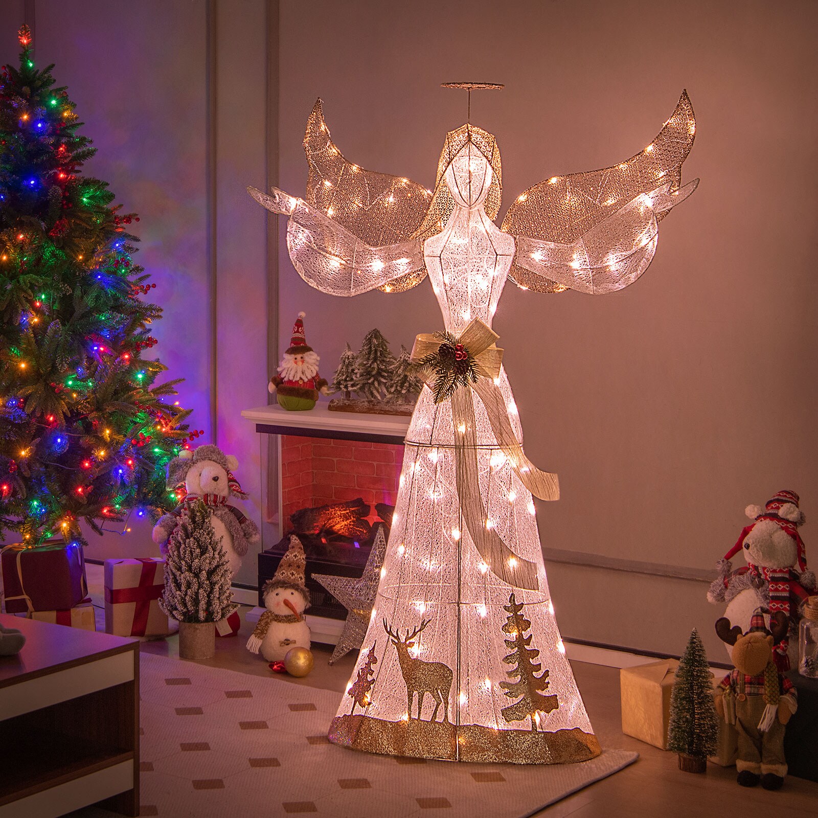 Slickblue 5 ft Lighted Christmas Angel with 105 Warm White LED Lights ...