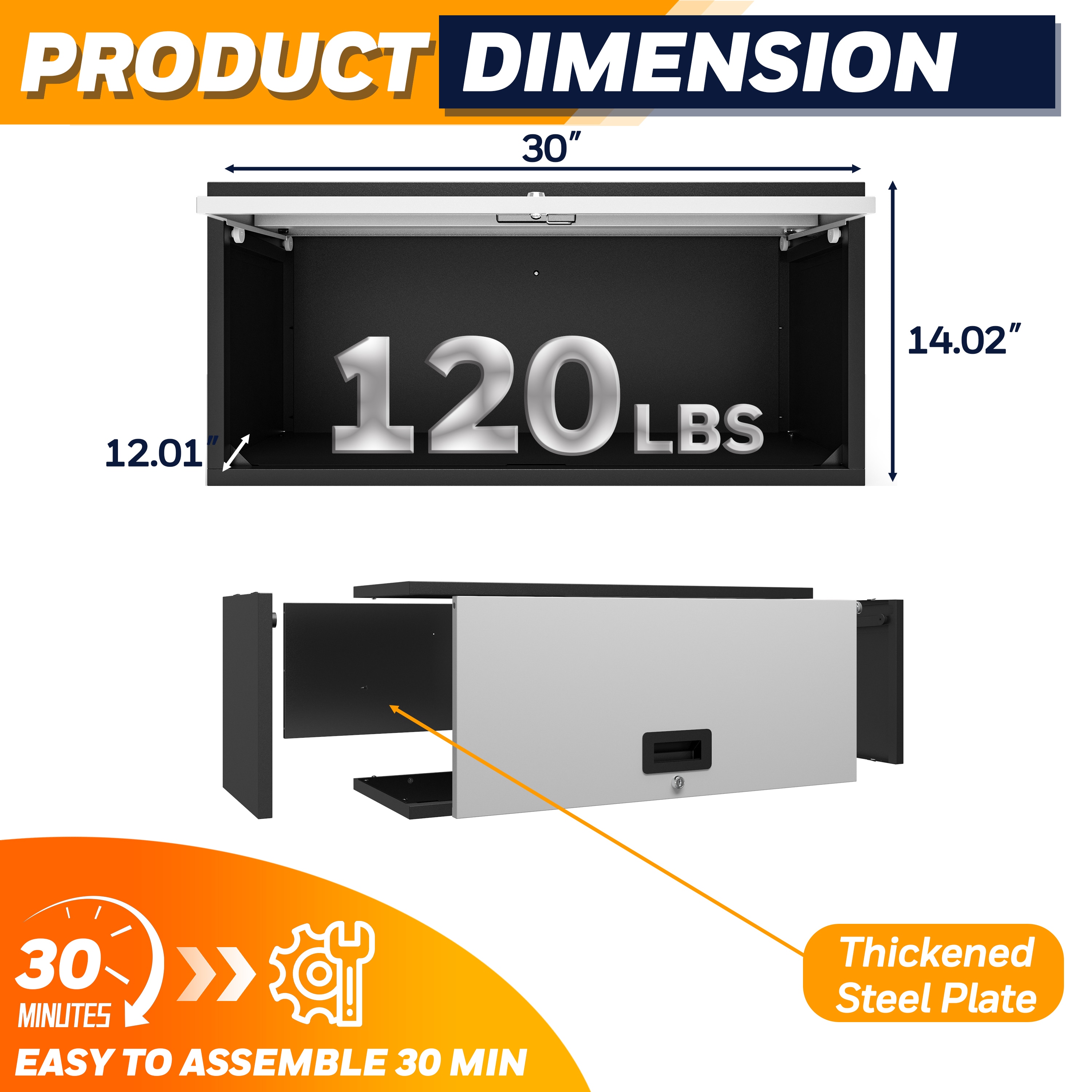 LOVMOR Wall-mounted Metal Garage Cabinet with Doors Floating Tool ...