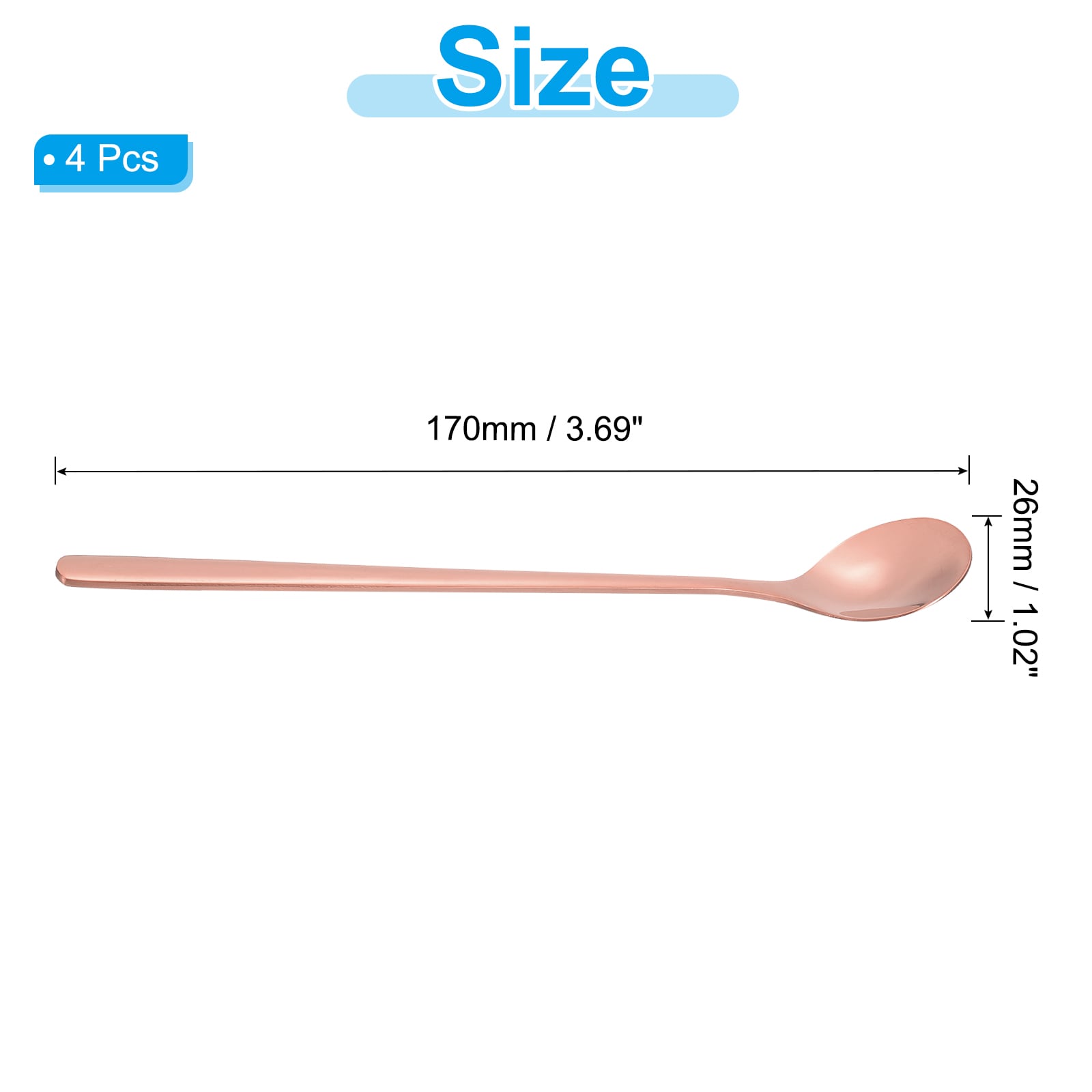 PATIKIL 7inch Teaspoons 4pcs Long Spoon Coffee Spoon 304 Stainless ...