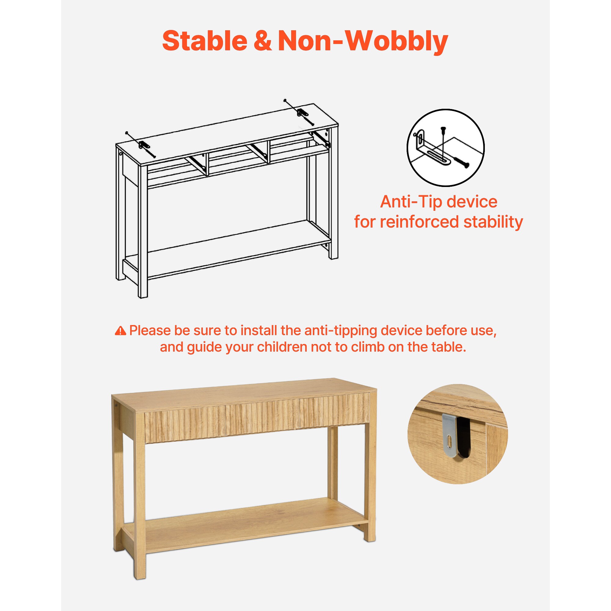 GIVIMO 47-in Farmhouse Console Table 66-lb Capacity Narrow Sofa Table ...
