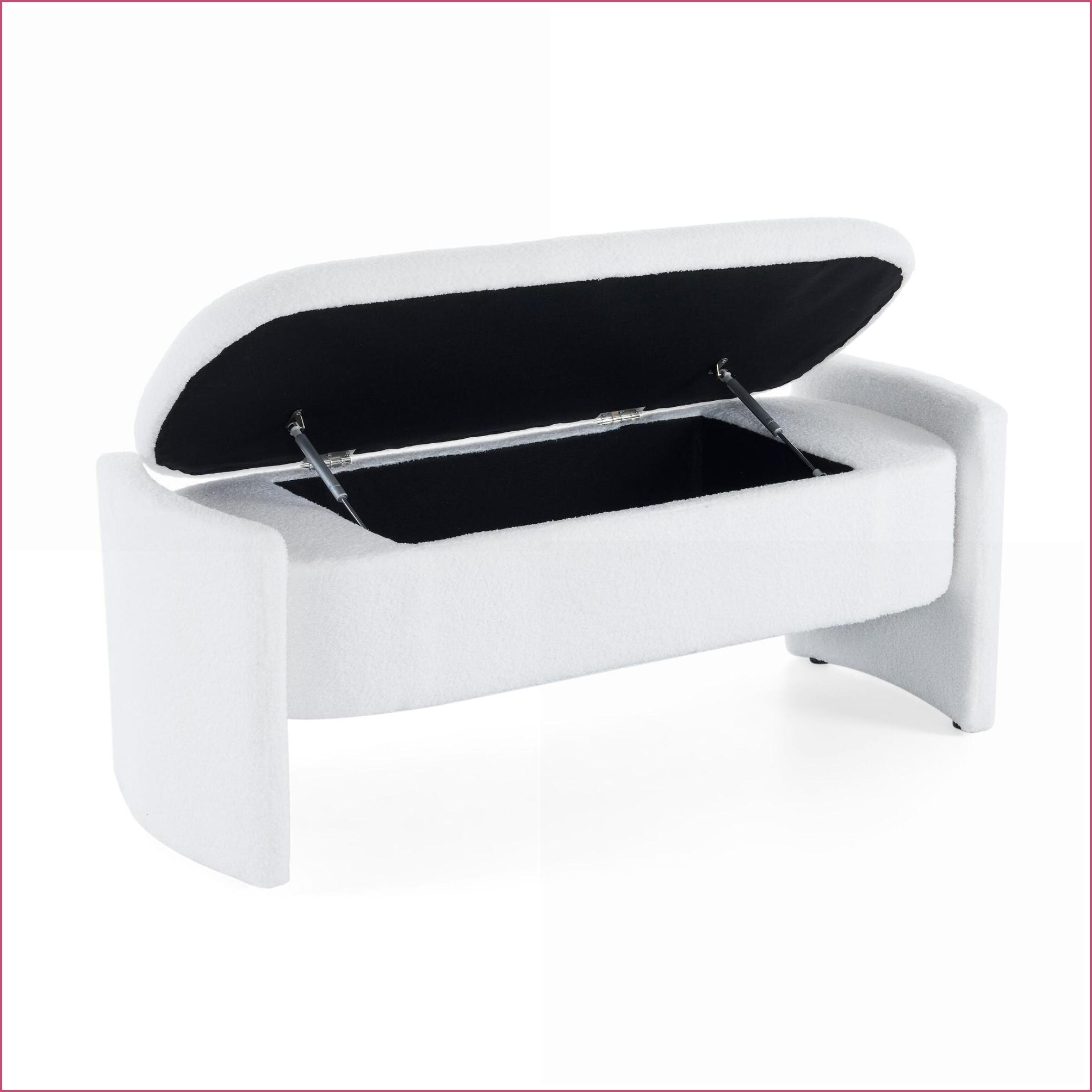 Watnature Ottoman Bench with Storage Snow White Boucle for Living Room ...
