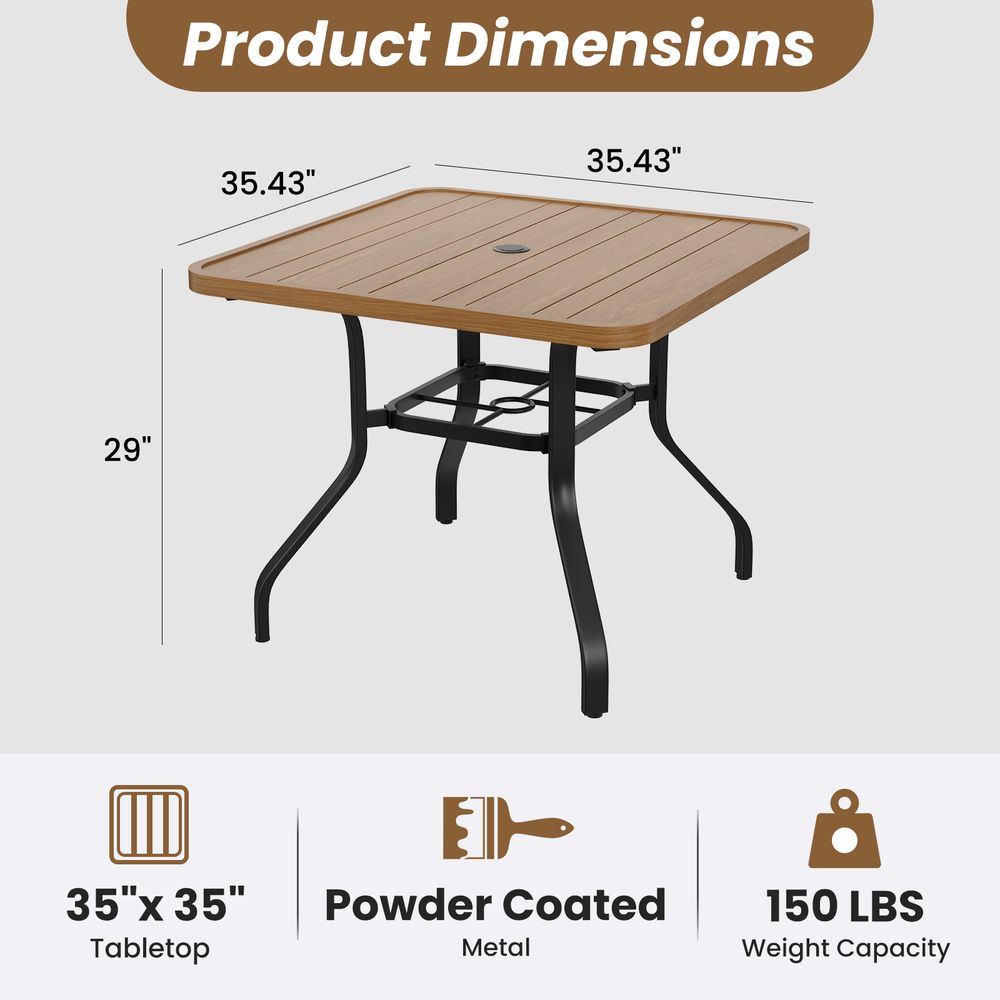 Blisstyle Outdoor Patio Dining Table With 1.57Inch Umbrella Hole ...