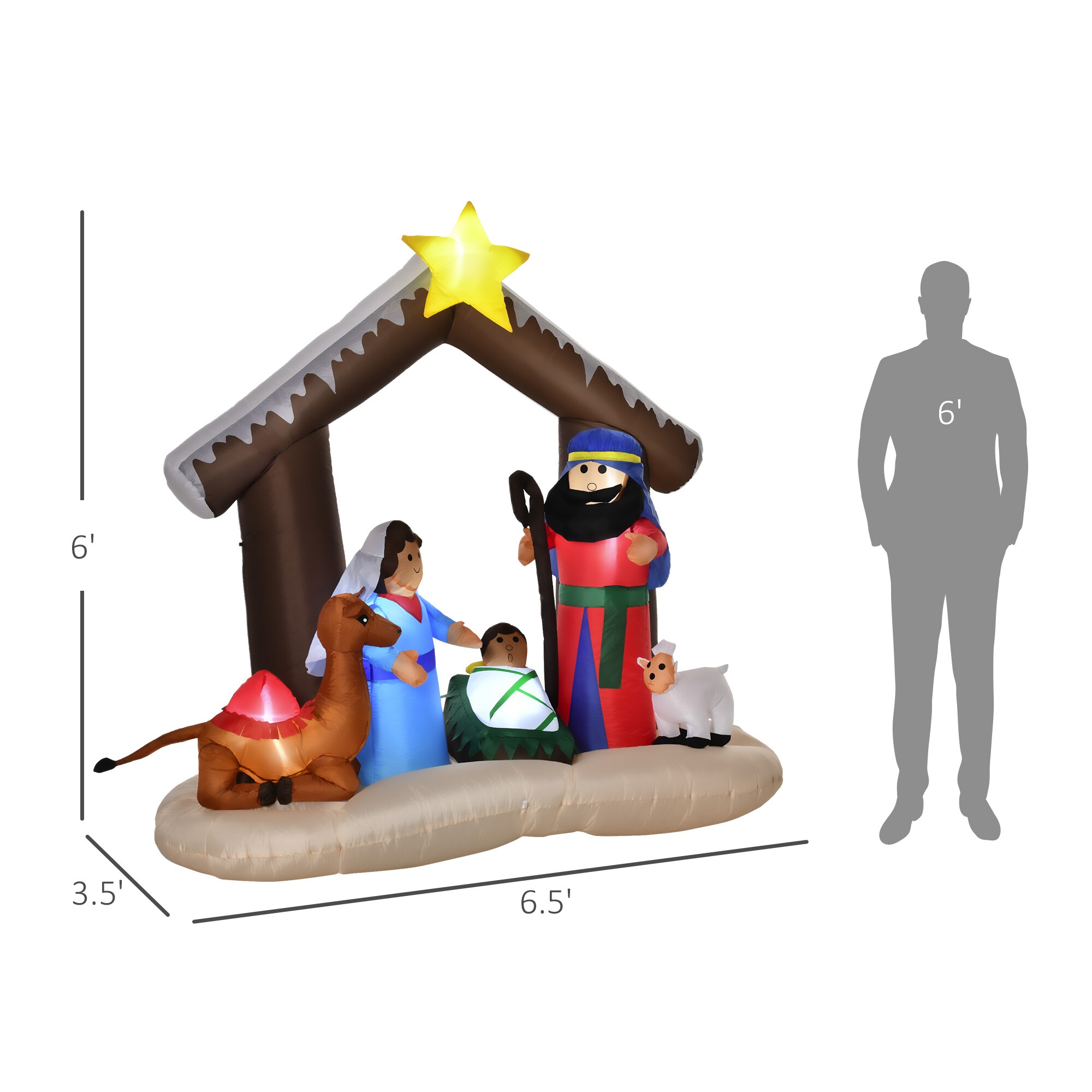 LOVMOR Inflatable Nativity Scene with LED Festive Outdoor Christmas ...