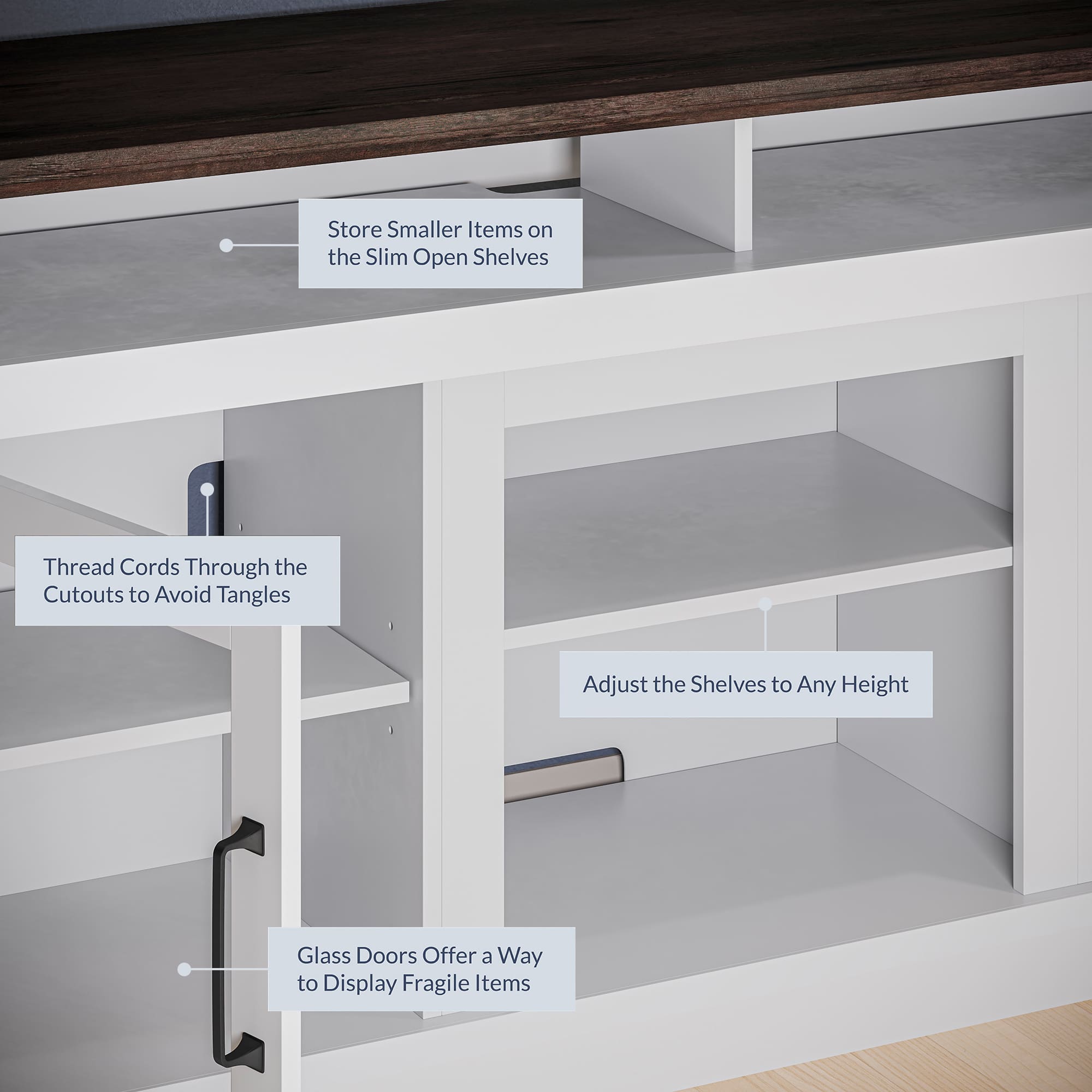 Belleze Modern 60 Inch Traditional TV Stand Media Entertainment Center ...