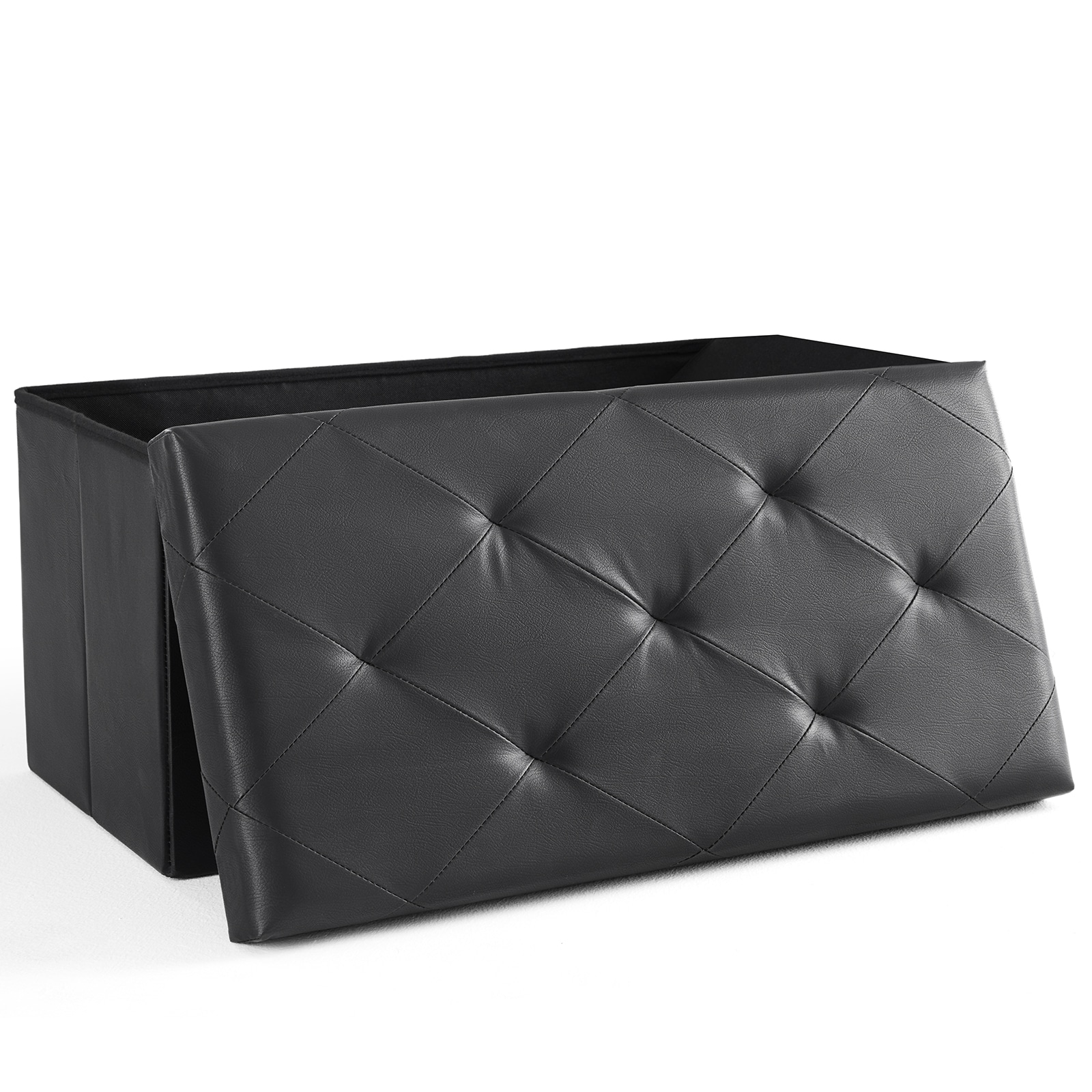 OOU Foldable Storage Ottoman Bench 30in Foot Rest Stool Synthetic ...