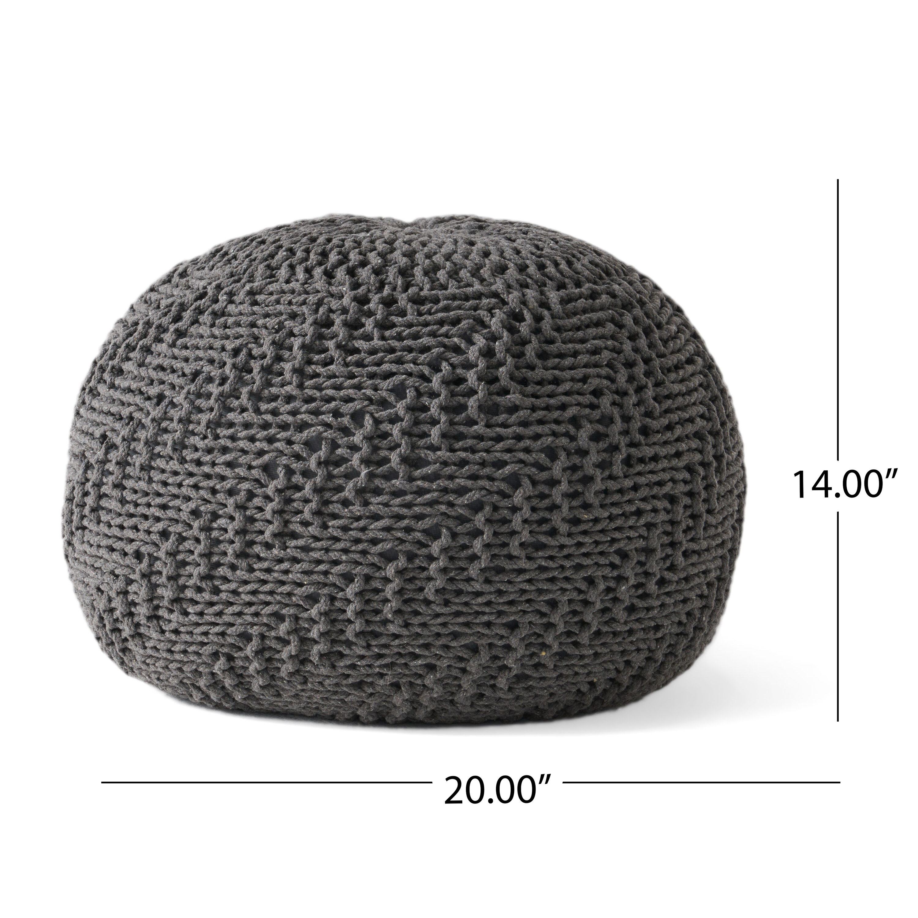 LUXEYARD Hazel Knitted Cotton Yarn 20 x 20 Round Pouf in the Bean Bag ...