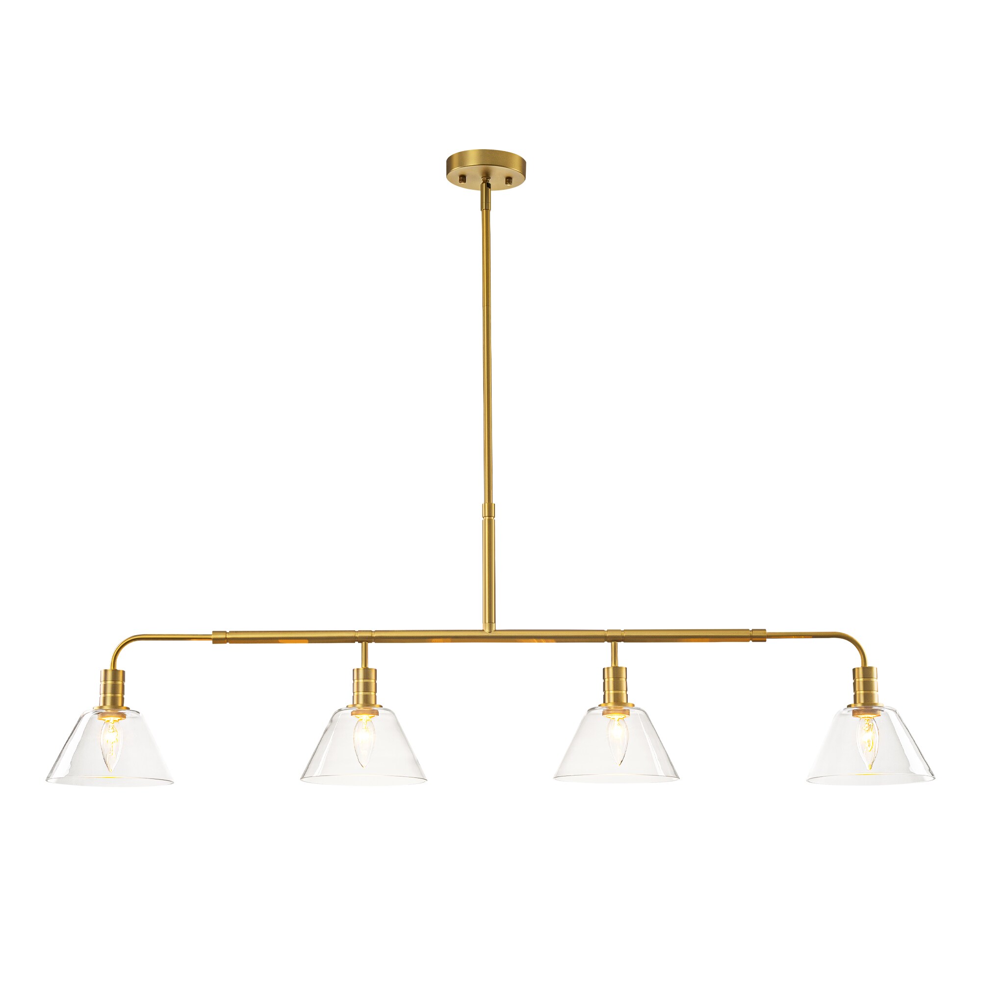 Y'INSP Theron 4 -Light Brushed Gold Mid-century Clear glass Linear ...