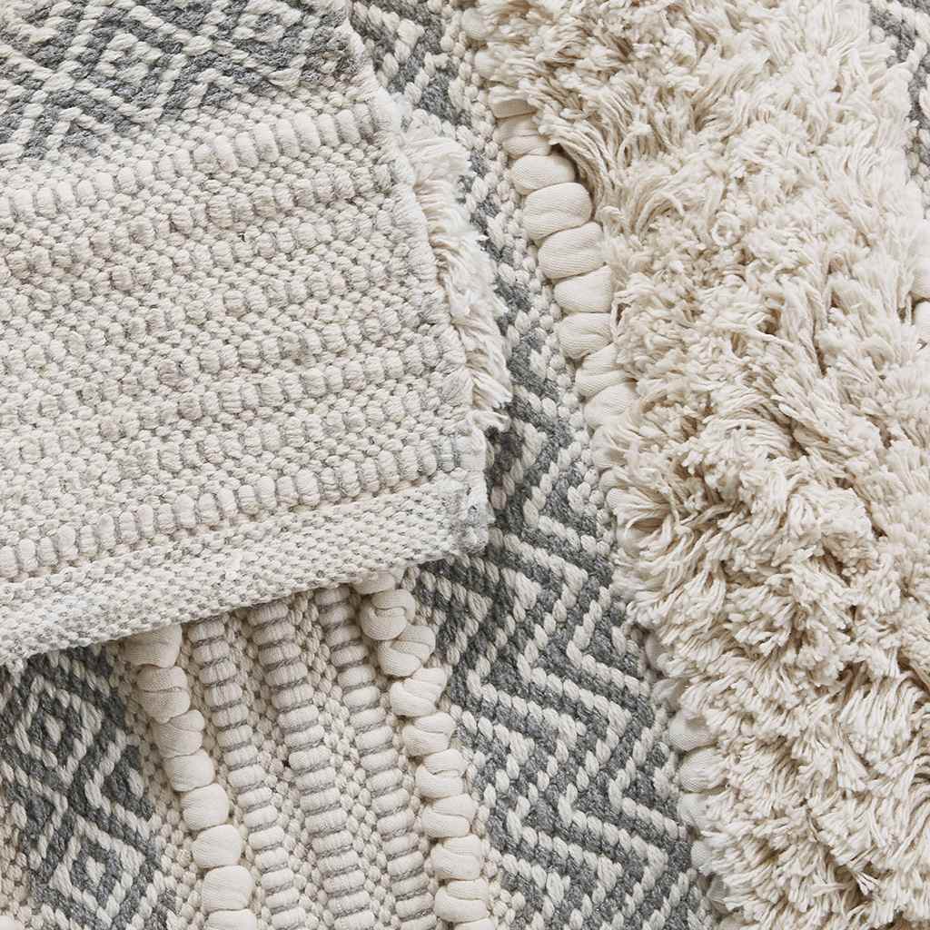 Vynxaria Bath Rugs and Mats 20x32 Gray Woven Texture Stripe Bath Rug ...
