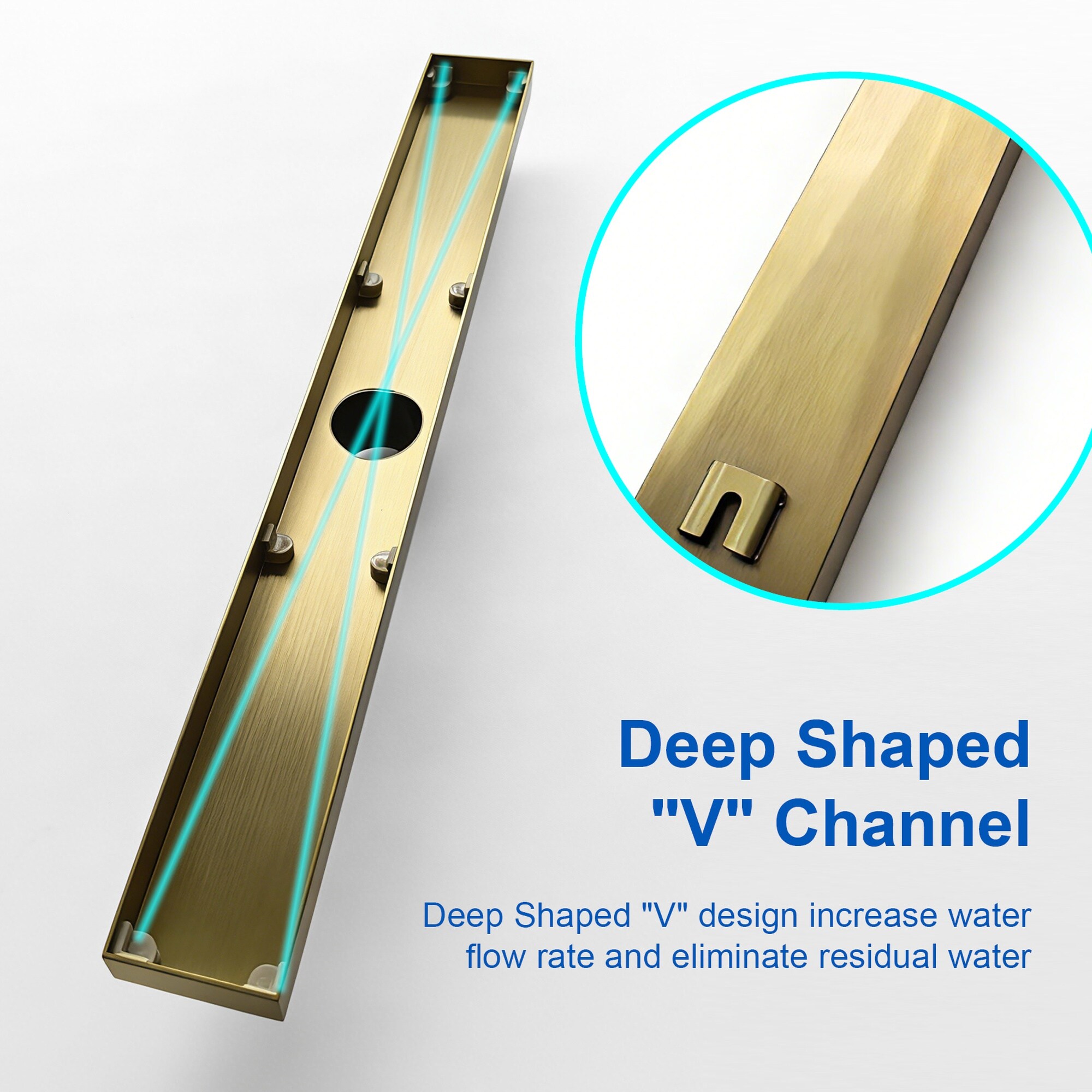 Boyel Living Brushed Gold 24x2.75 Inch Linear Shower Drain SUS304 ...