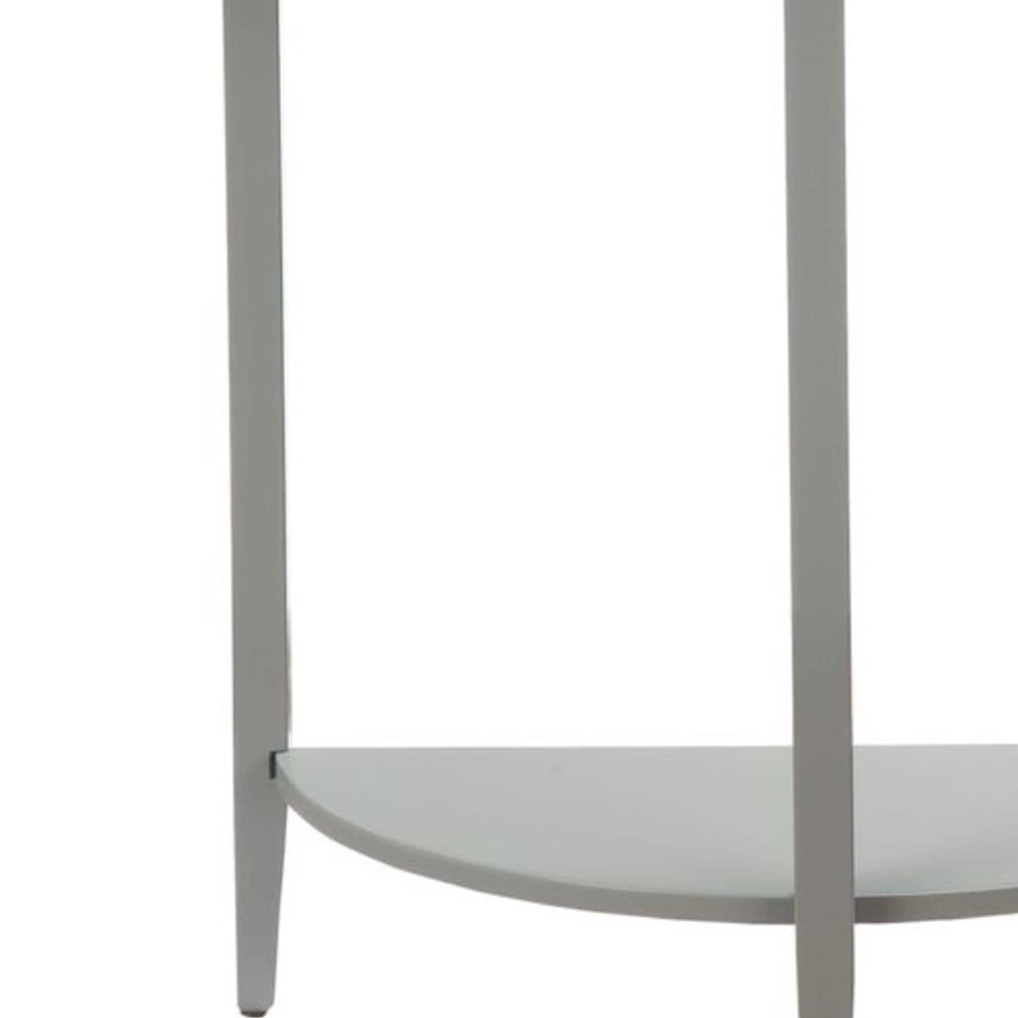 Benzara 26 in. Gray Half Moon Wood Console Table with Open Bottom Shelf ...