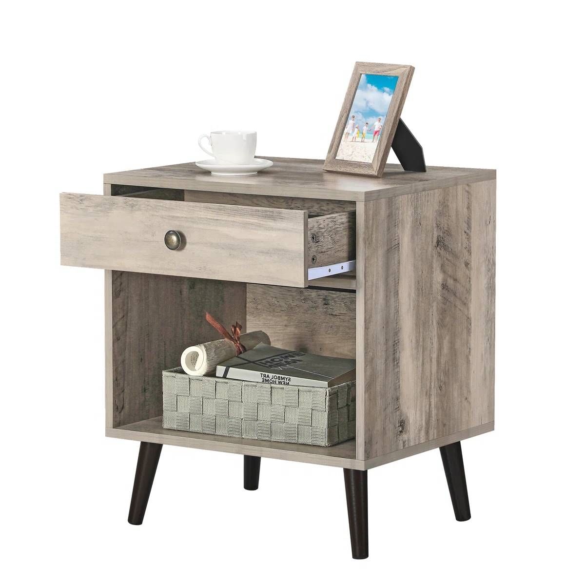 Slickblue Modern Solid and Manufactured Wood 1-Drawer Nightstand End ...