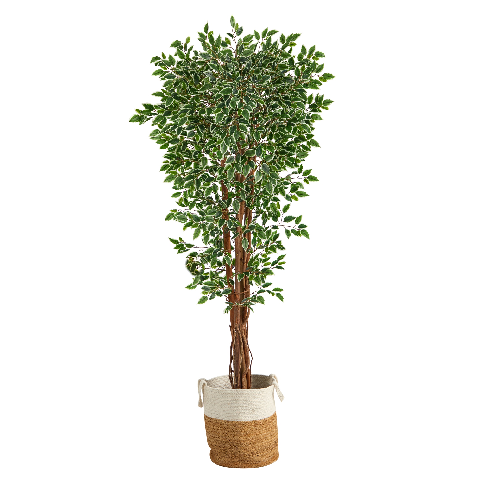 Nearly Natural 70-in Variegated Ficus Artificial Tree in Handmade ...