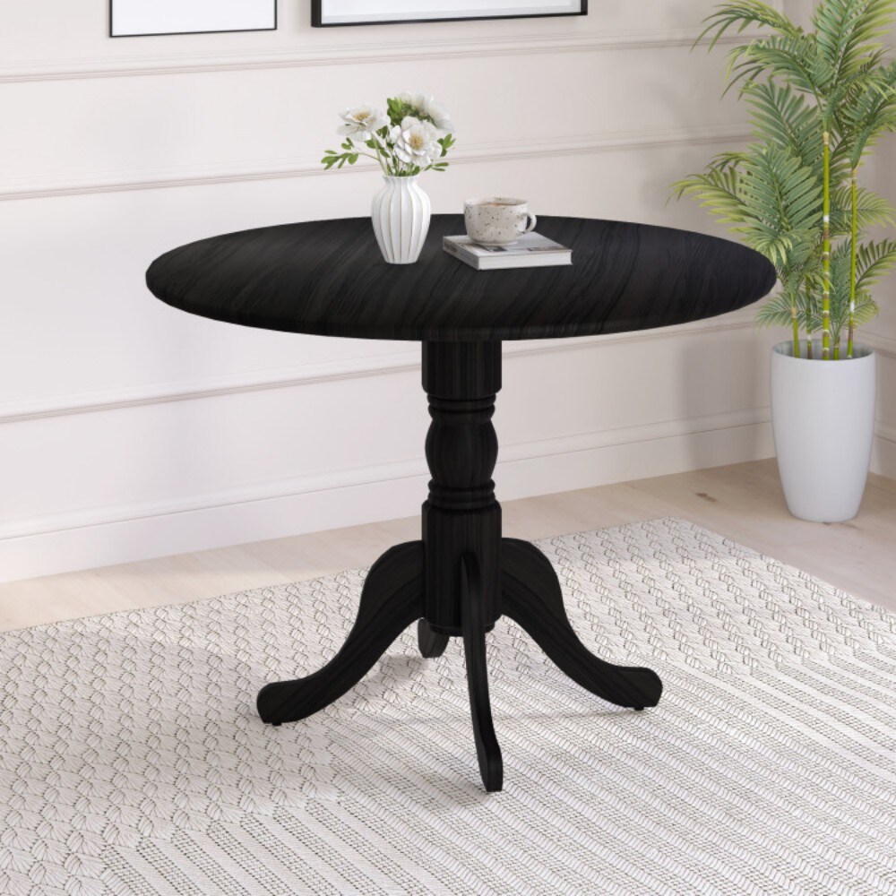 Fenbeli Round Wooden Dining Table with Curved Trestle Legs for Kitchen ...