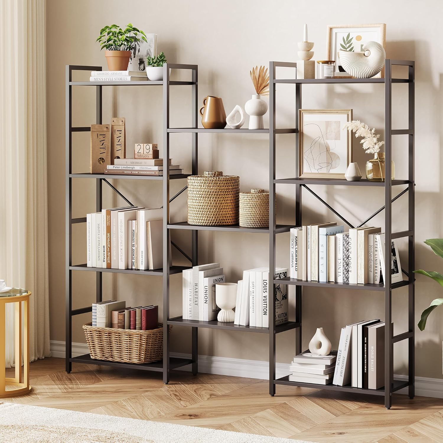 Garvee 4 Tiers Bookshelf Classical Modern Book Shelf with 11 Open ...