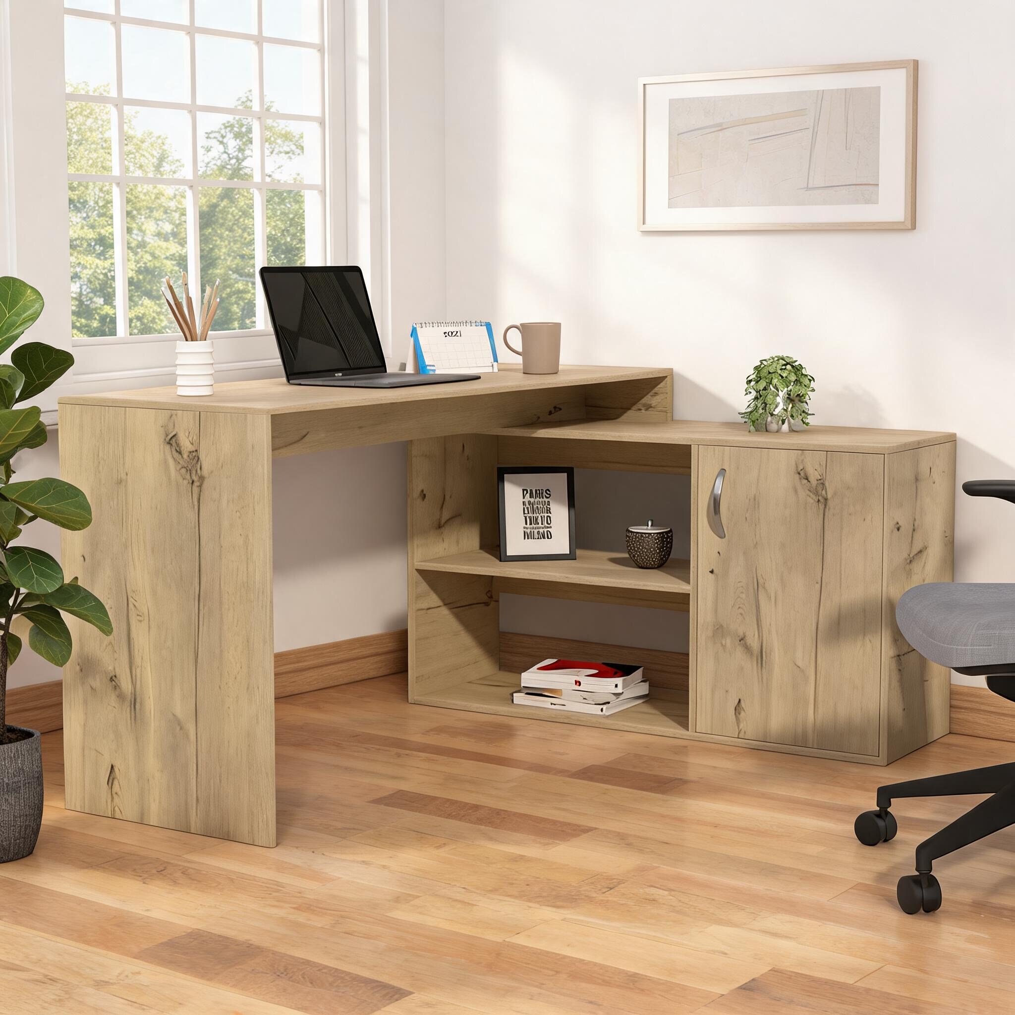 Watnature L-Shaped Corner Friendly Home Office Computer Desk With ...