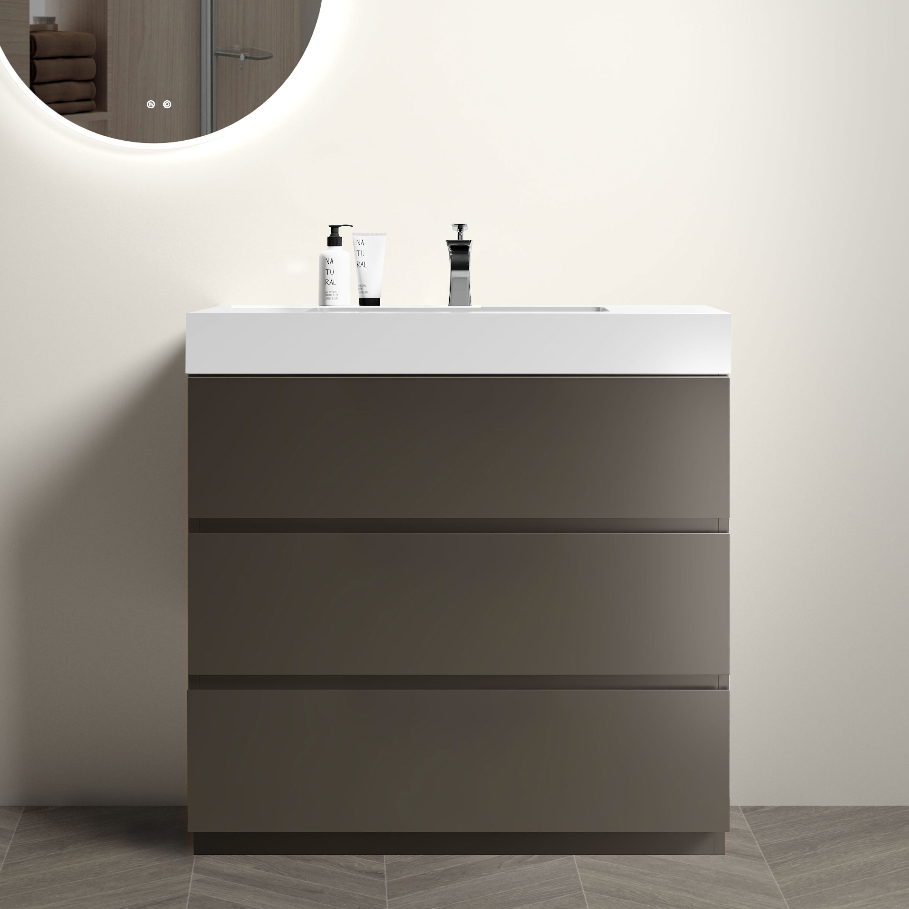 LUXEYARD Alice 36in Gray Bathroom Vanity with Sink Large Storage ...
