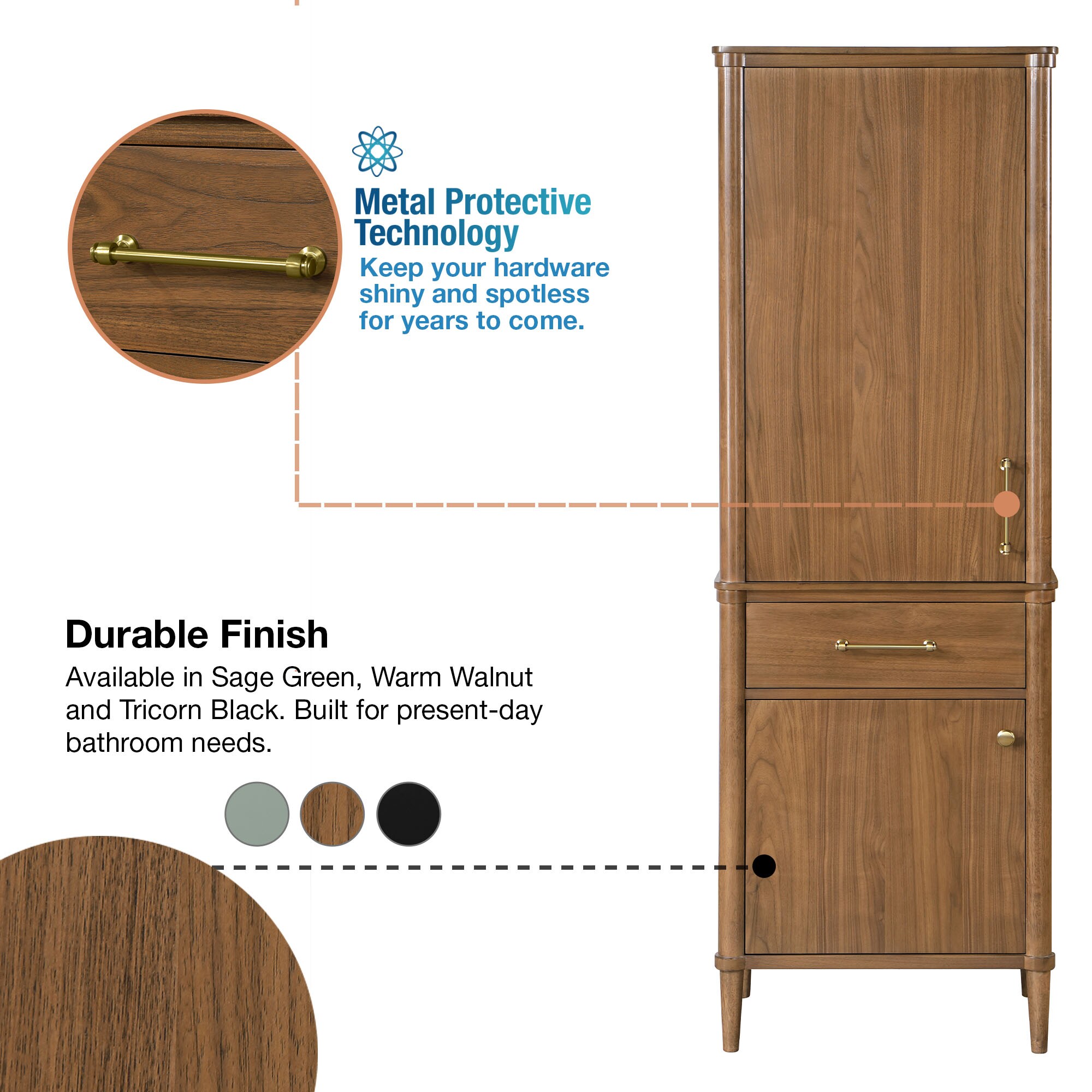 allen + roth Rian 24-in x 72-in x 16-in Walnut Wood Freestanding Soft ...