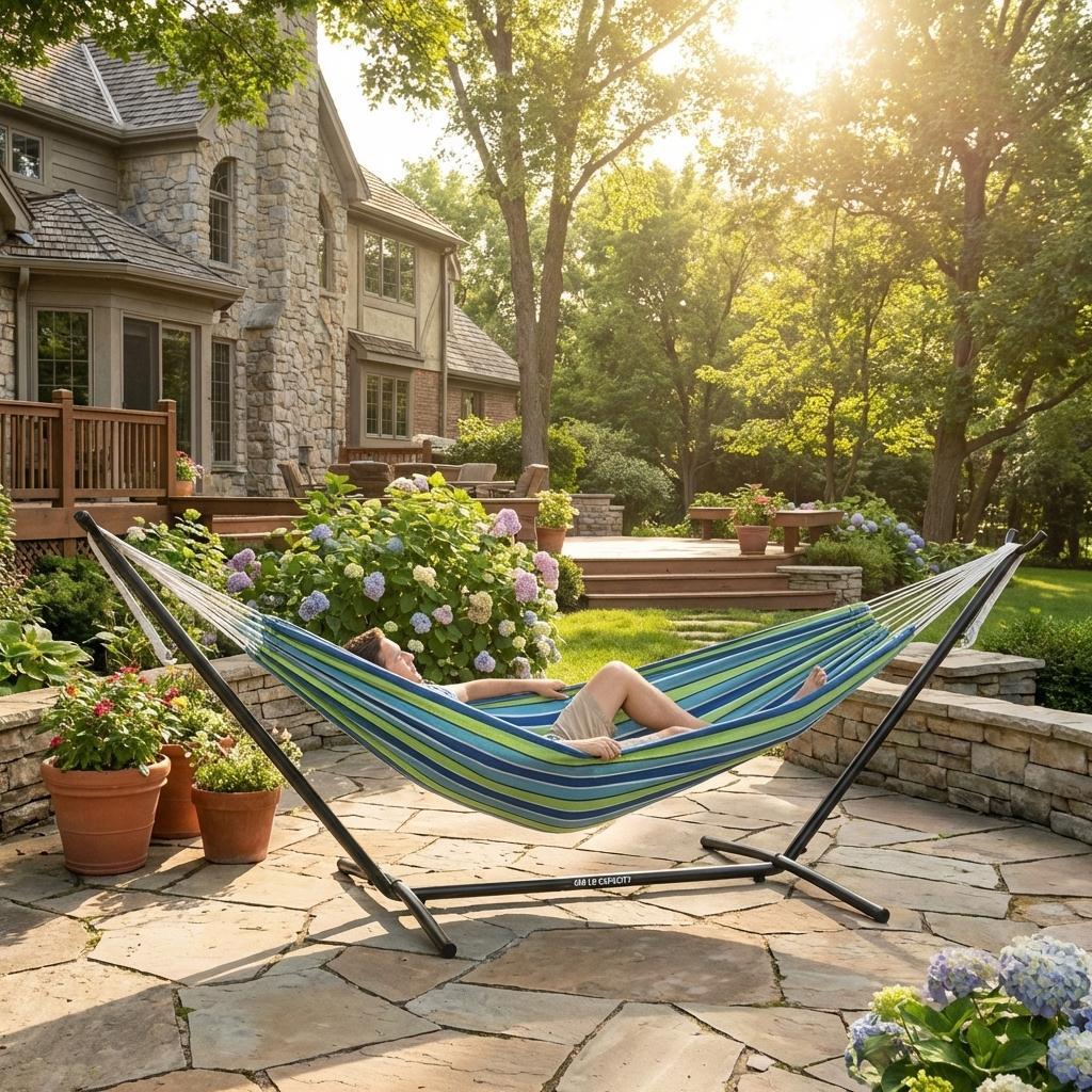 Garvee Double Hammock With Space Saving Steel Stand 2 Person Portable ...