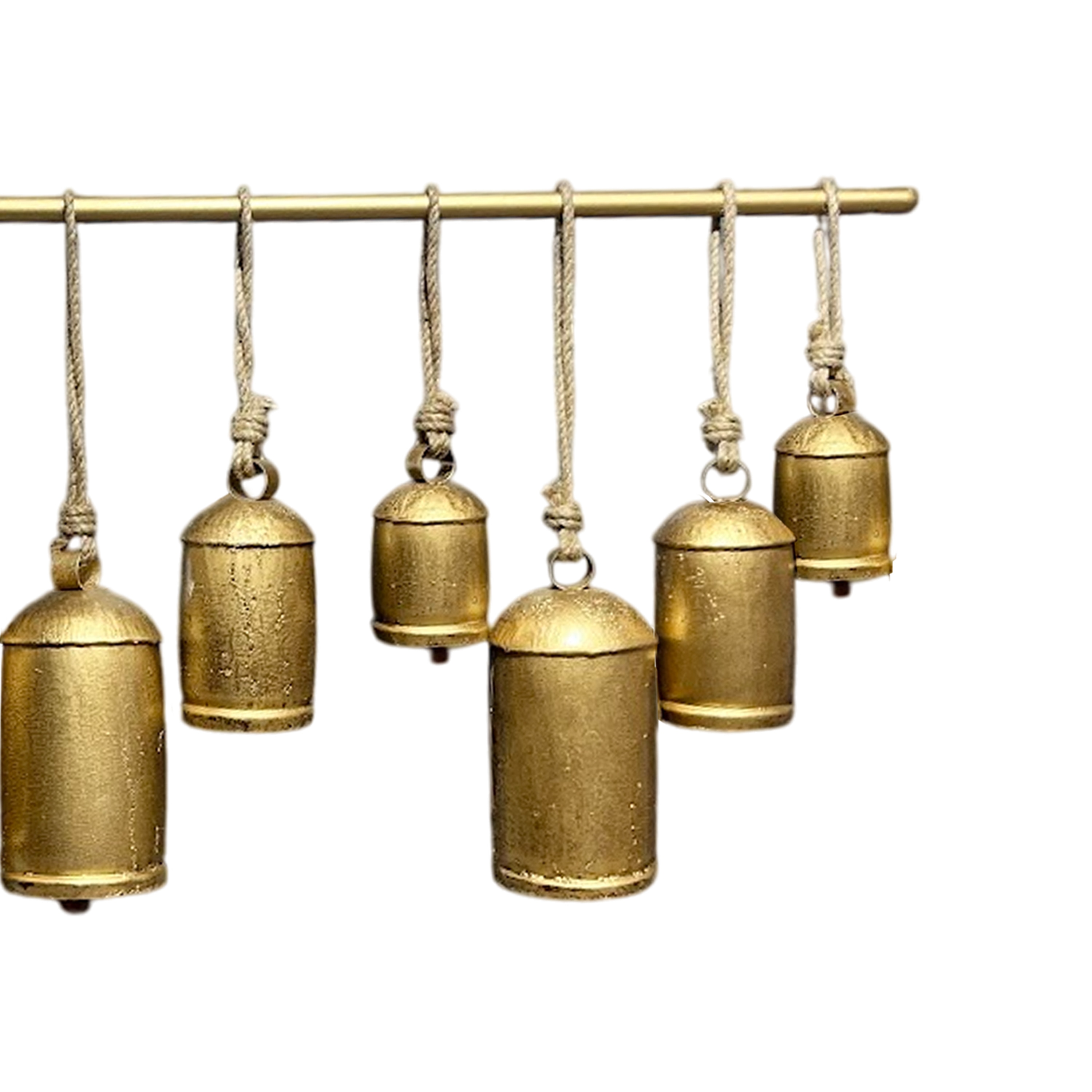 THE URBAN PORT Neyra 19 in. x 48 in. Antique Gold Iron Cowbells Wall ...