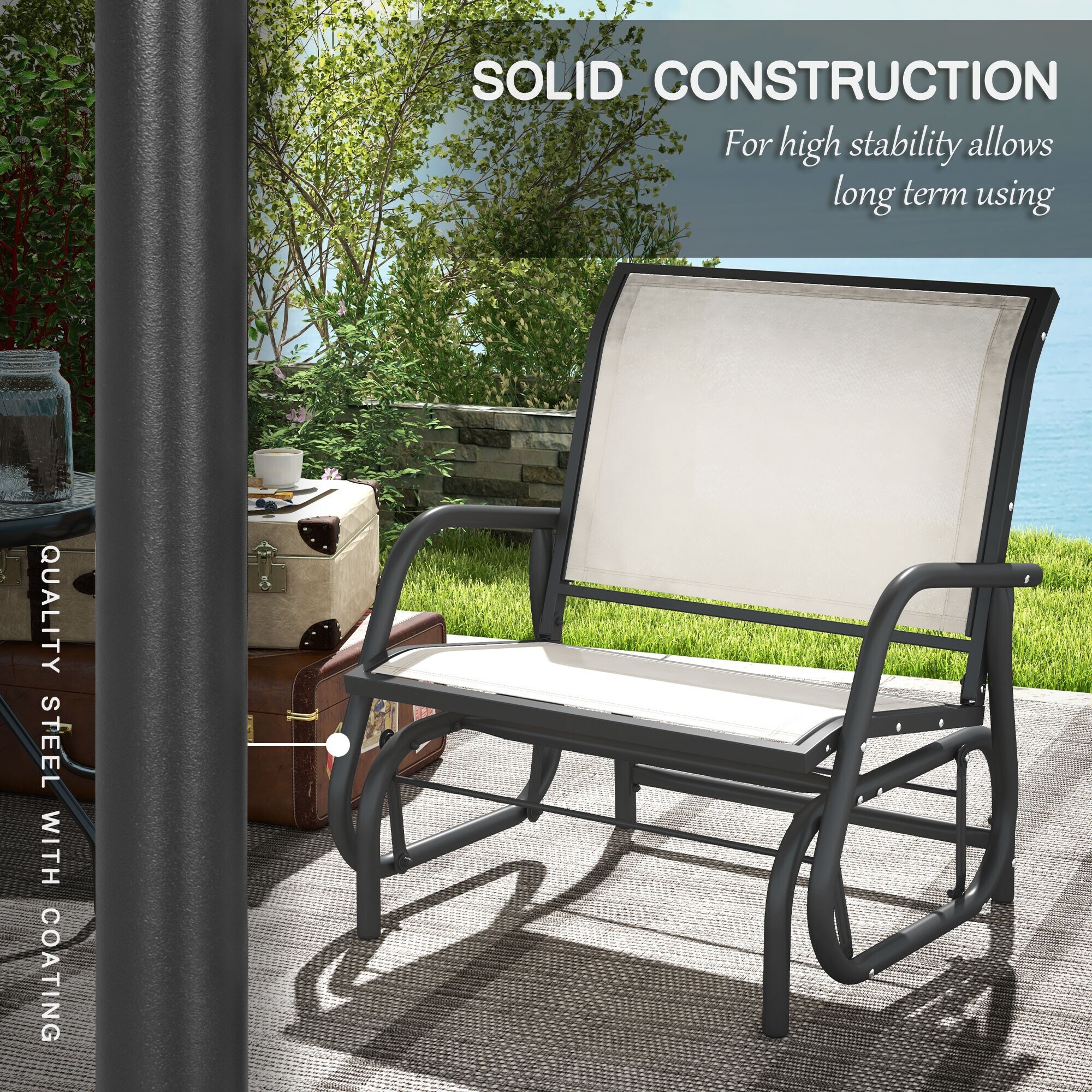 Miki Shinly 2 Piece Patio Glider Chairs Black powder coating Steel ...
