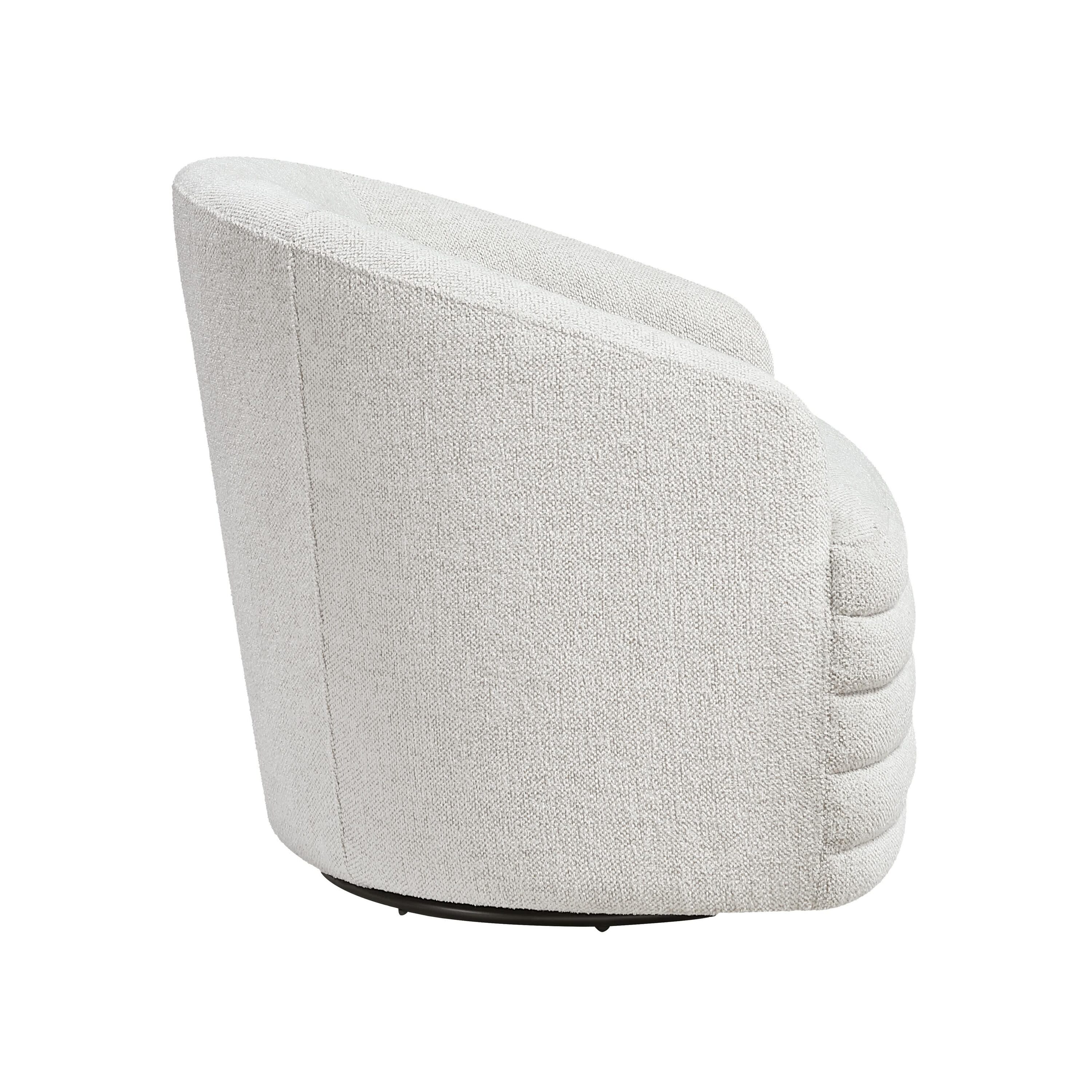 Etokfoks Beige Chenille Swivel Accent Chair Solid Wood Frame Foam ...
