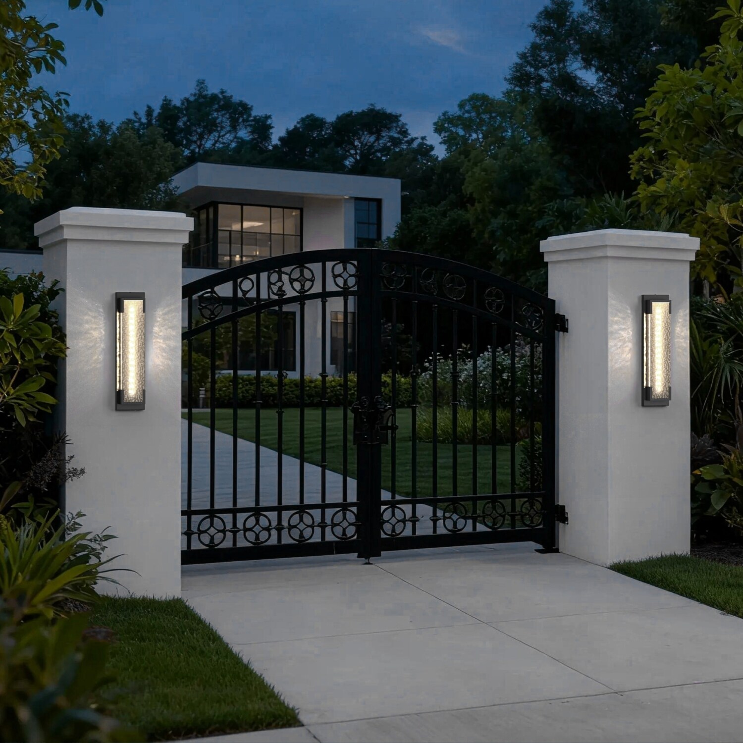 DORESshop 18.9 Inch LED Outdoor Wall Light with Water Ripple Glass 16W ...