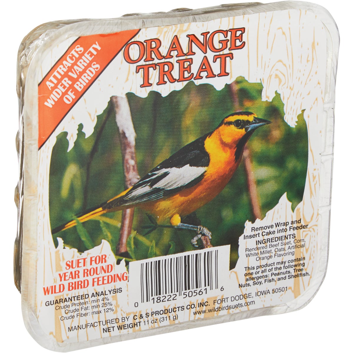 C&S CS Orange Suet Cake Orange-Flavored Ready-to-Use Bird Treat 11.75 ...