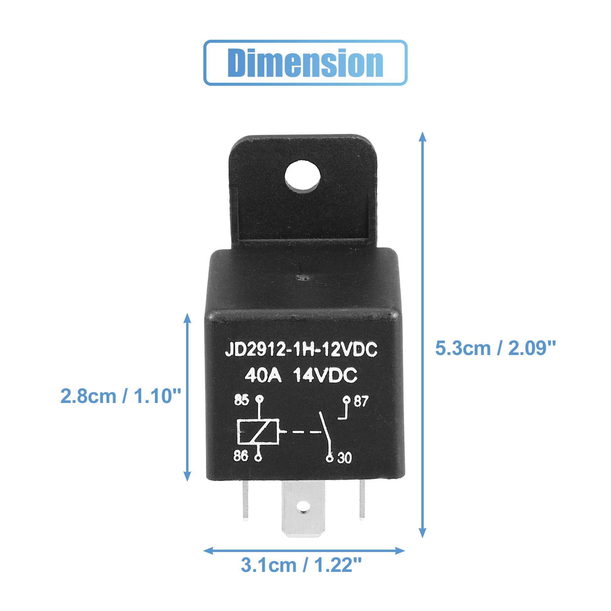 Unique Bargains 10pcs Car Relay 4 Pin 12V 40Amp SPST Model JD2912-1H ...