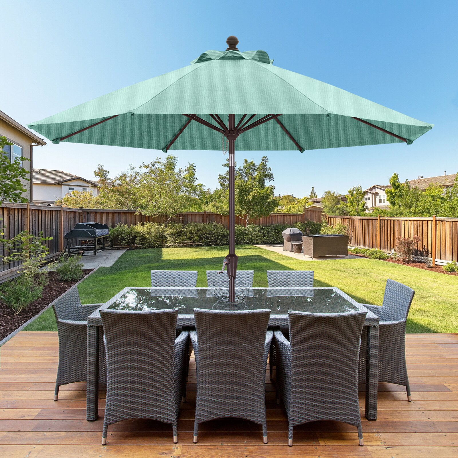 ABCCANOPY 9-ft Steel Light blue Push-button Tilt Market Patio Umbrella ...