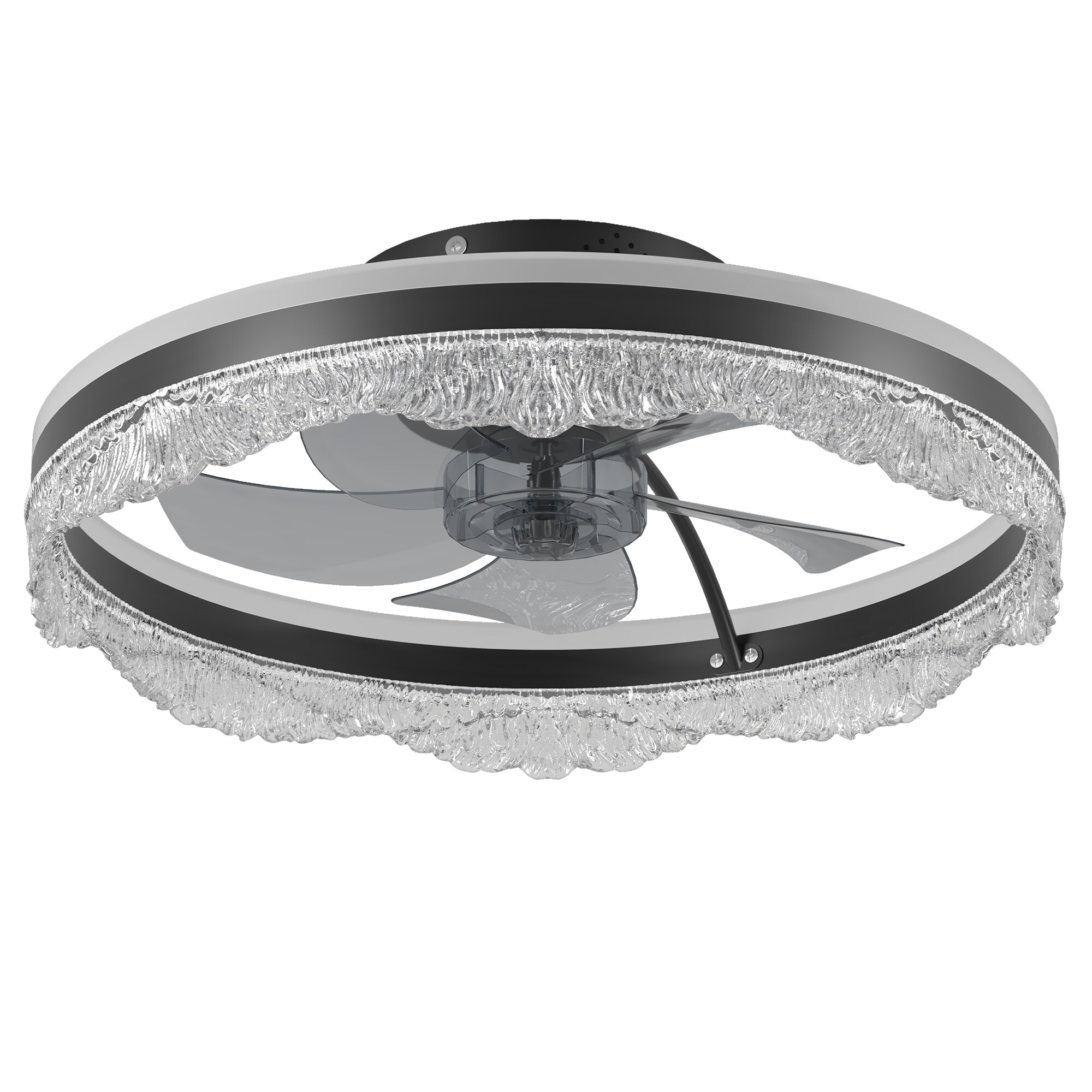 LOVMOR 20 inch Smart Silent Ceiling Fan Light Crystal Hidden Blades for ...