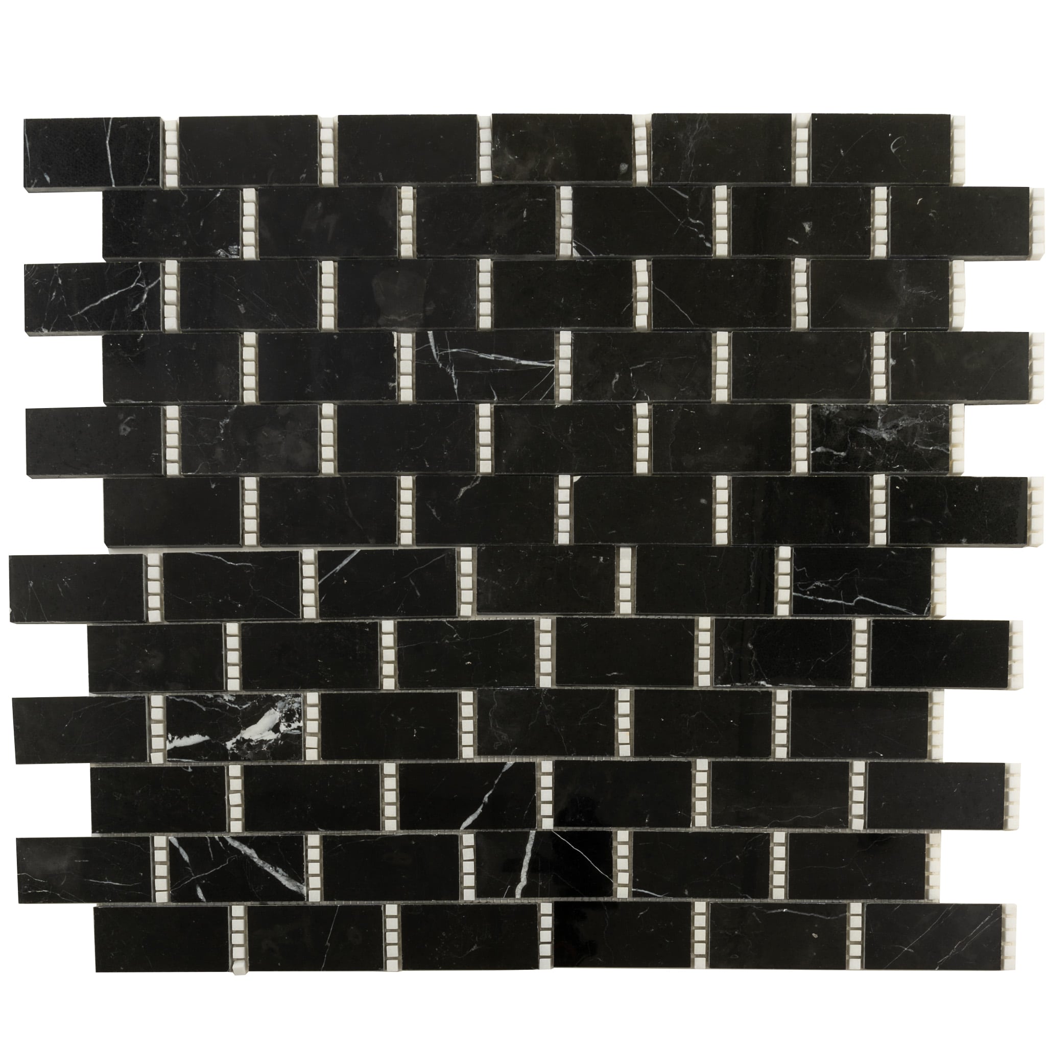 Apollo Tile Sample - Noir Luxe Black, White 4-in x 5-in Polished Brick ...