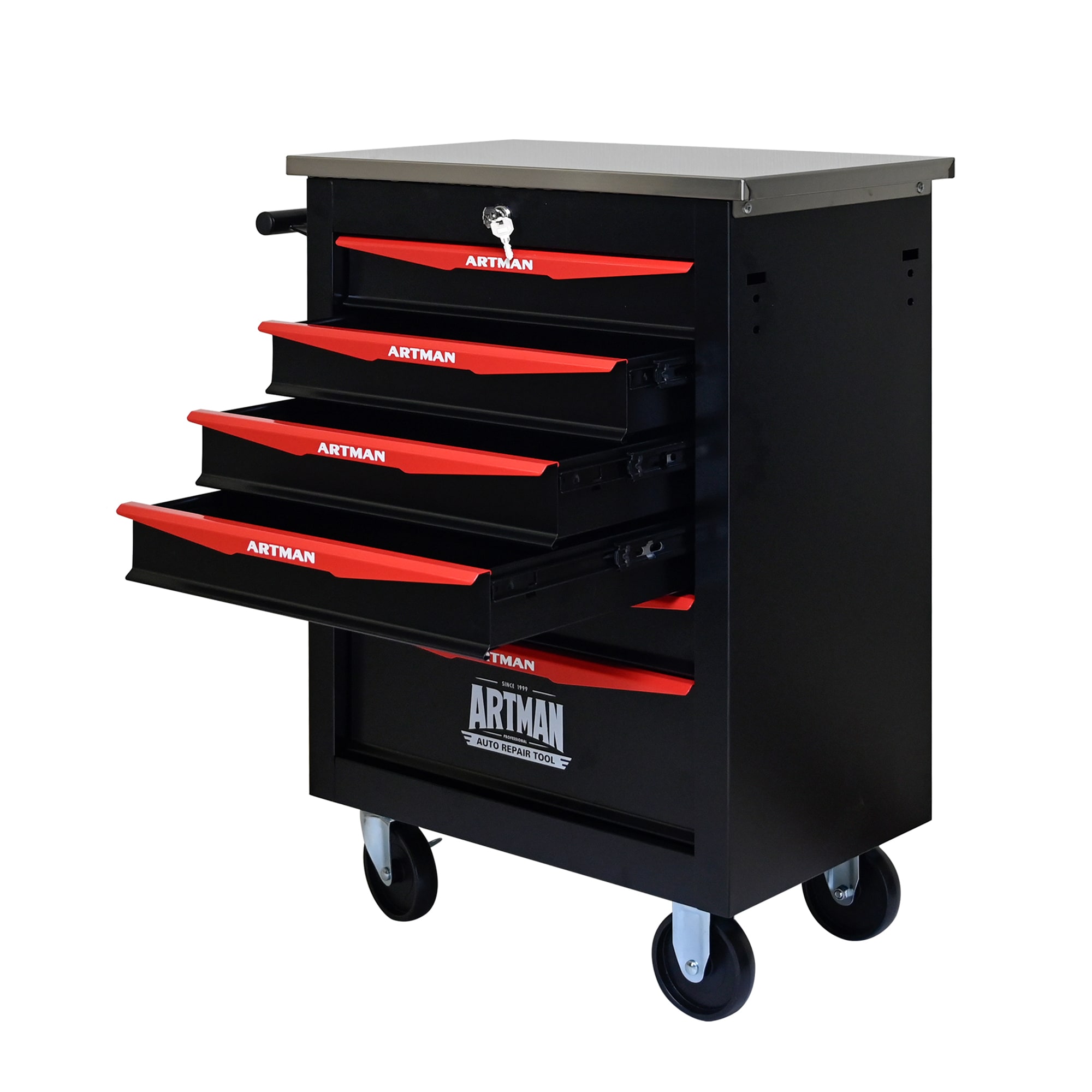 LUCKY ONE 22.2-in 6-Drawer Steel Rolling Tool Cabinet with Stainless ...