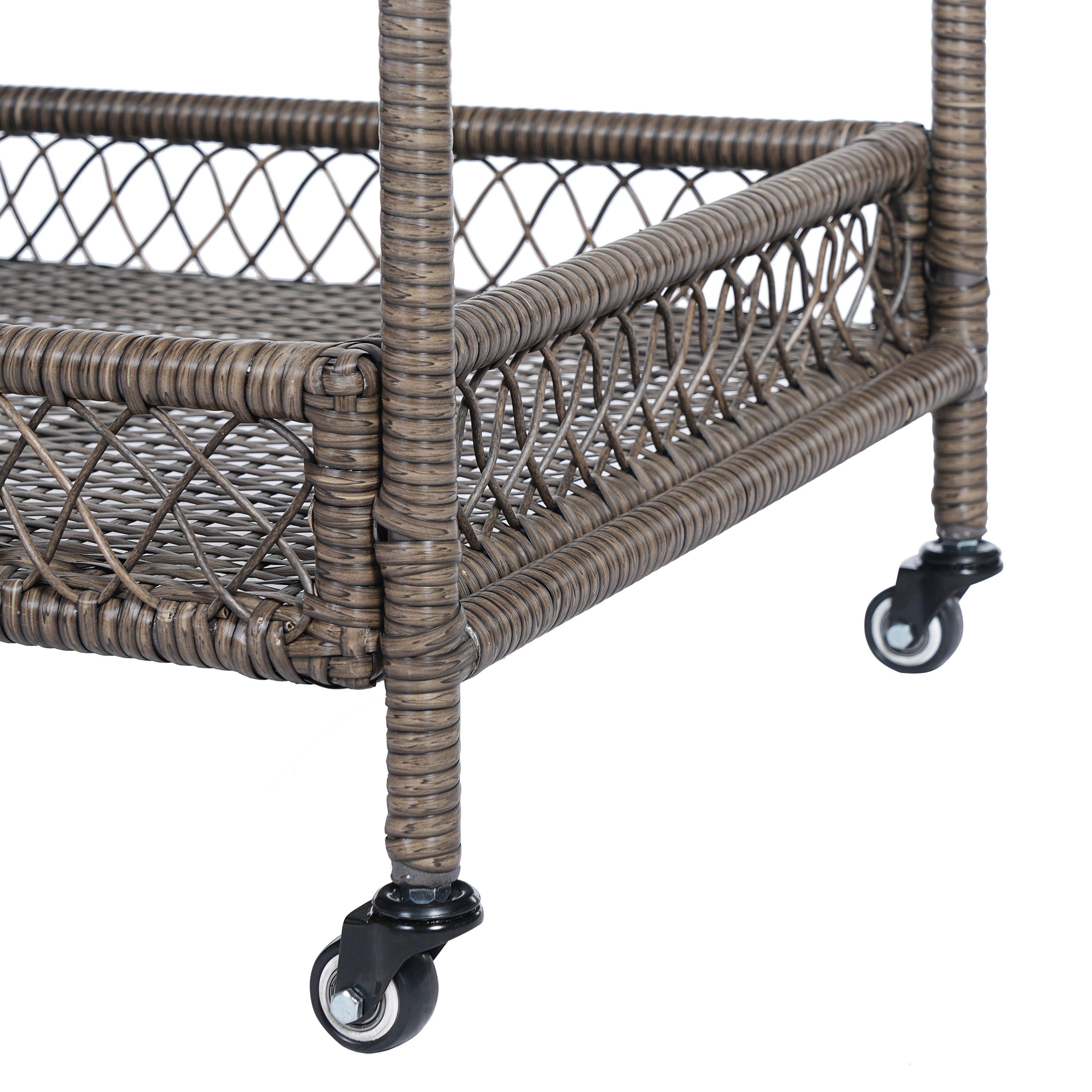 Christopher Knight Home Dark Brown Wicker Outdoor Bar Cart with 2-Tier ...