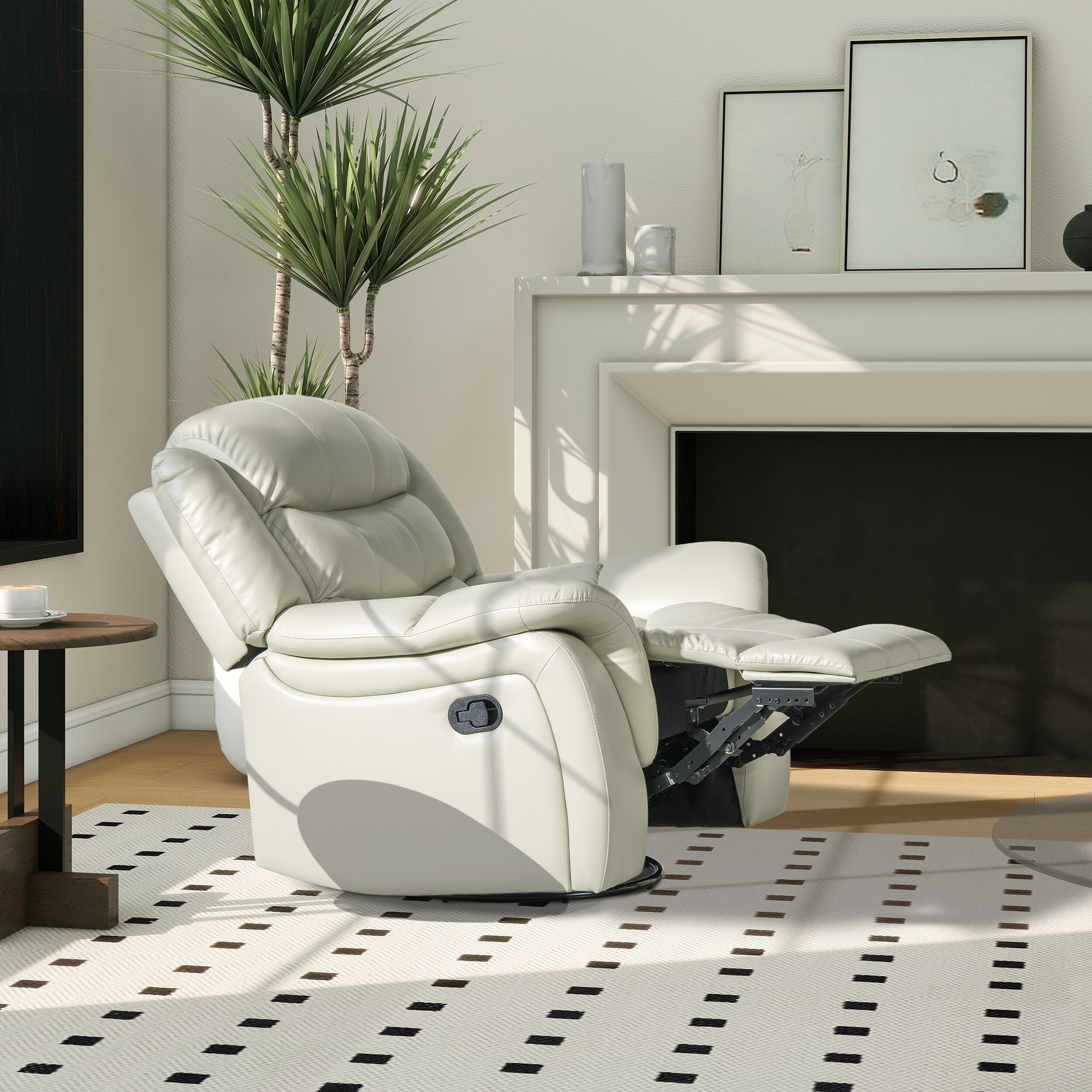 Jennifer Taylor Home Rover Parchment Cream Off-White Faux Leather Faux ...