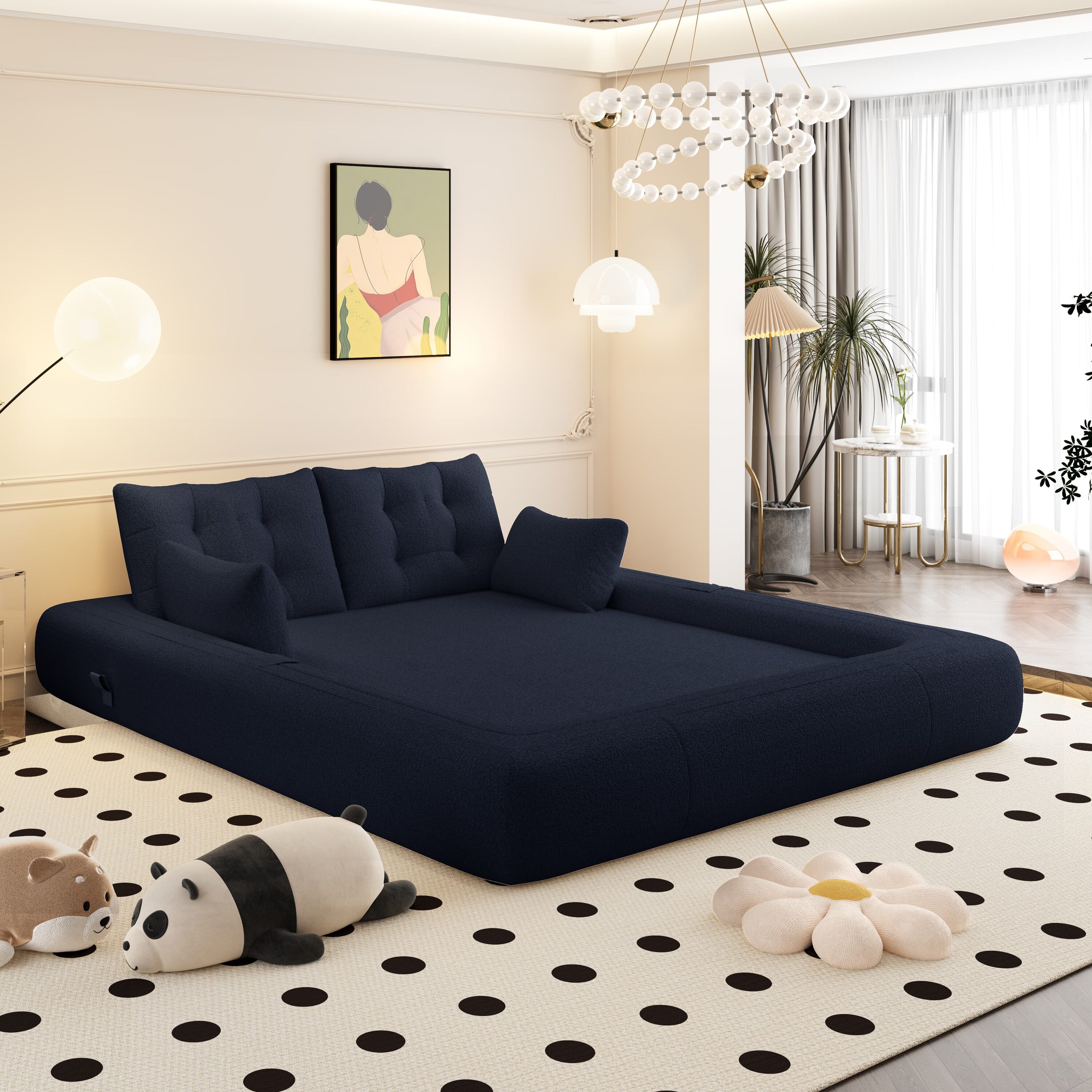 LOVMOR Human Dog Bed 78 Inch 3 in 1 Foldable Sofa Bed Teddy Fabric Foam ...