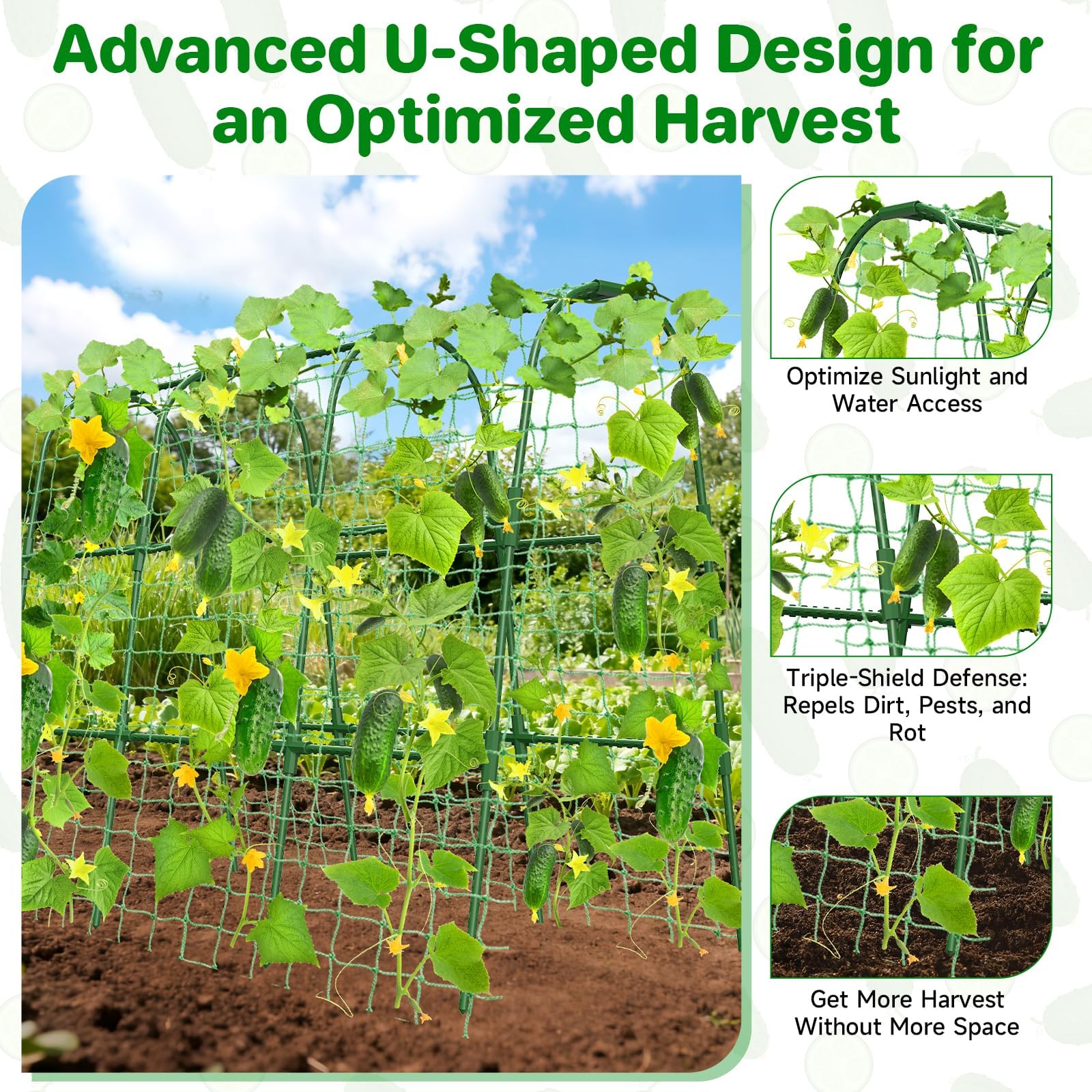 Afoxsos U Shape Cucumber Trellis for Raised Beds 47.2L x 30W x 47.2H ...