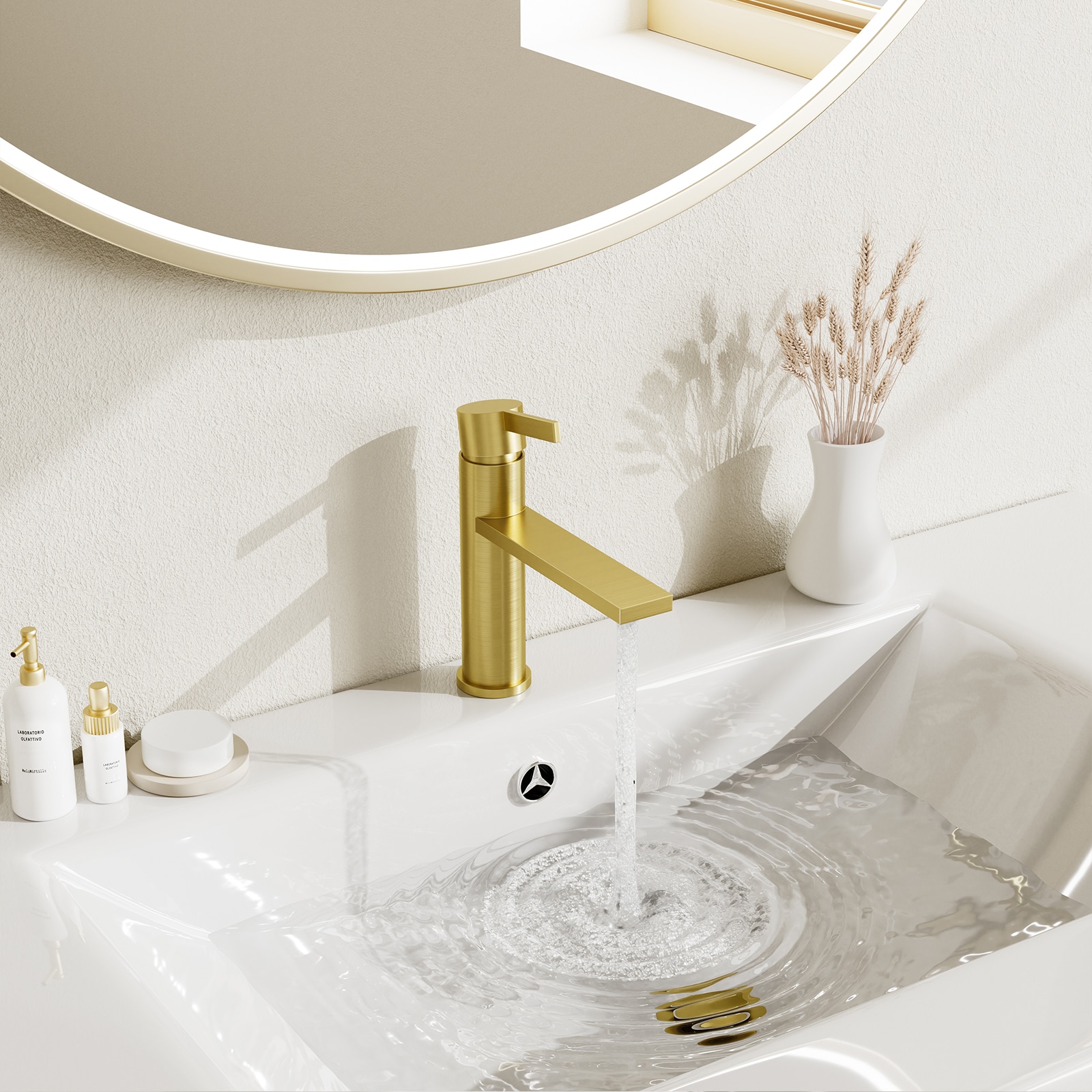Phiestina Brushed Gold Single hole 1-handle Low-arc Commercial ...