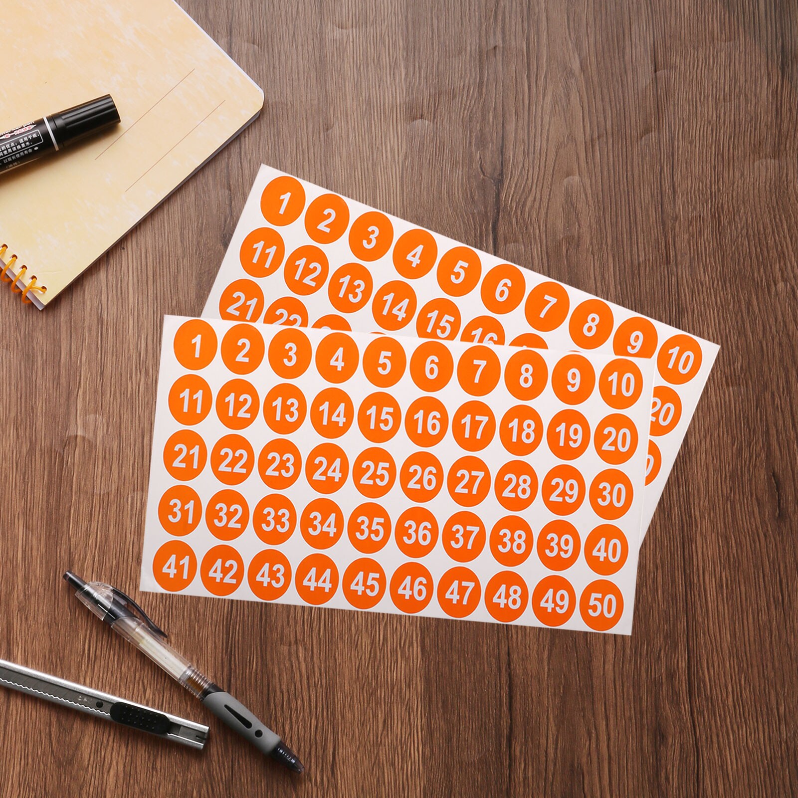 Unique Bargains 2 Sheets Round Number Stickers 1-50 Vinyl Consecutive ...