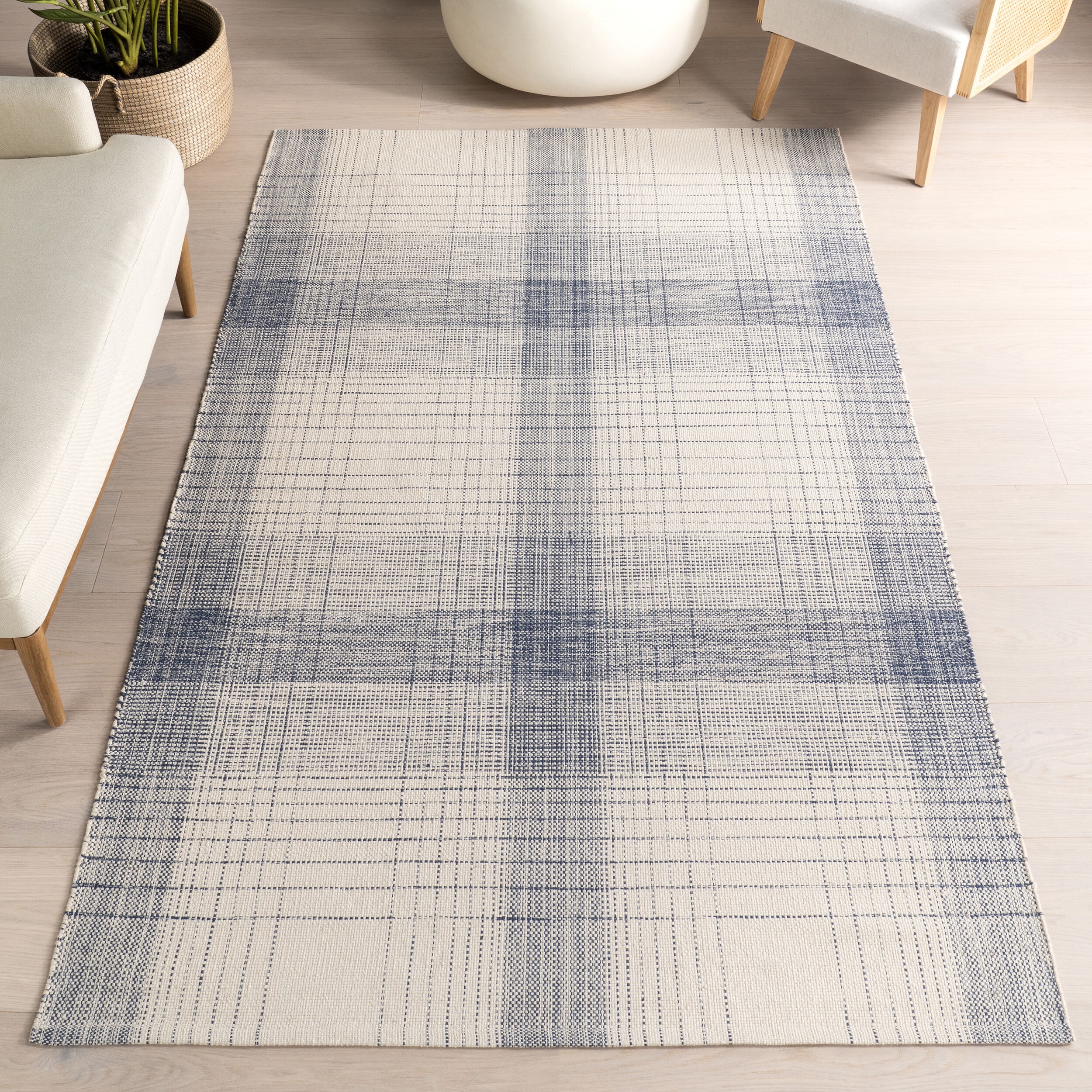 nuLOOM Aya Cotton Plaid 8ft. x 10ft. Blue Area Rug in the Rugs ...