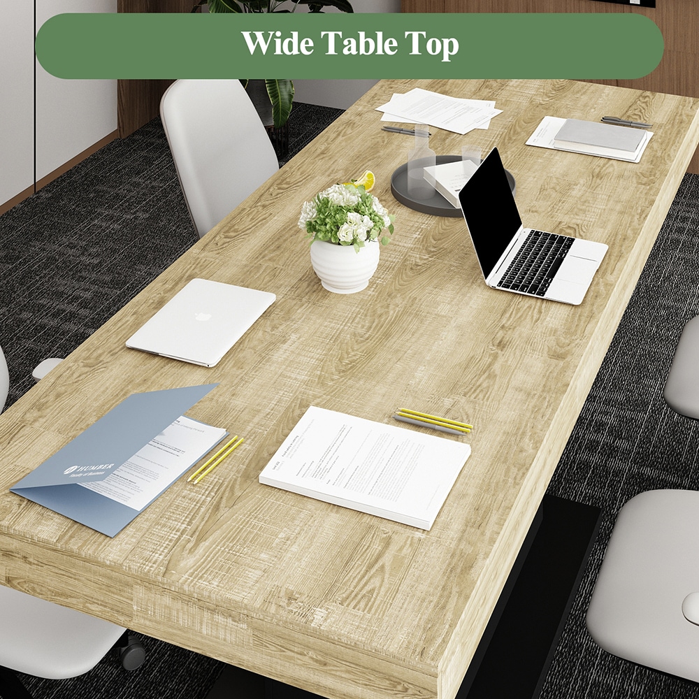 Famapy Extendable Office Desk with Brown Woodgrain Top and Black Leg ...