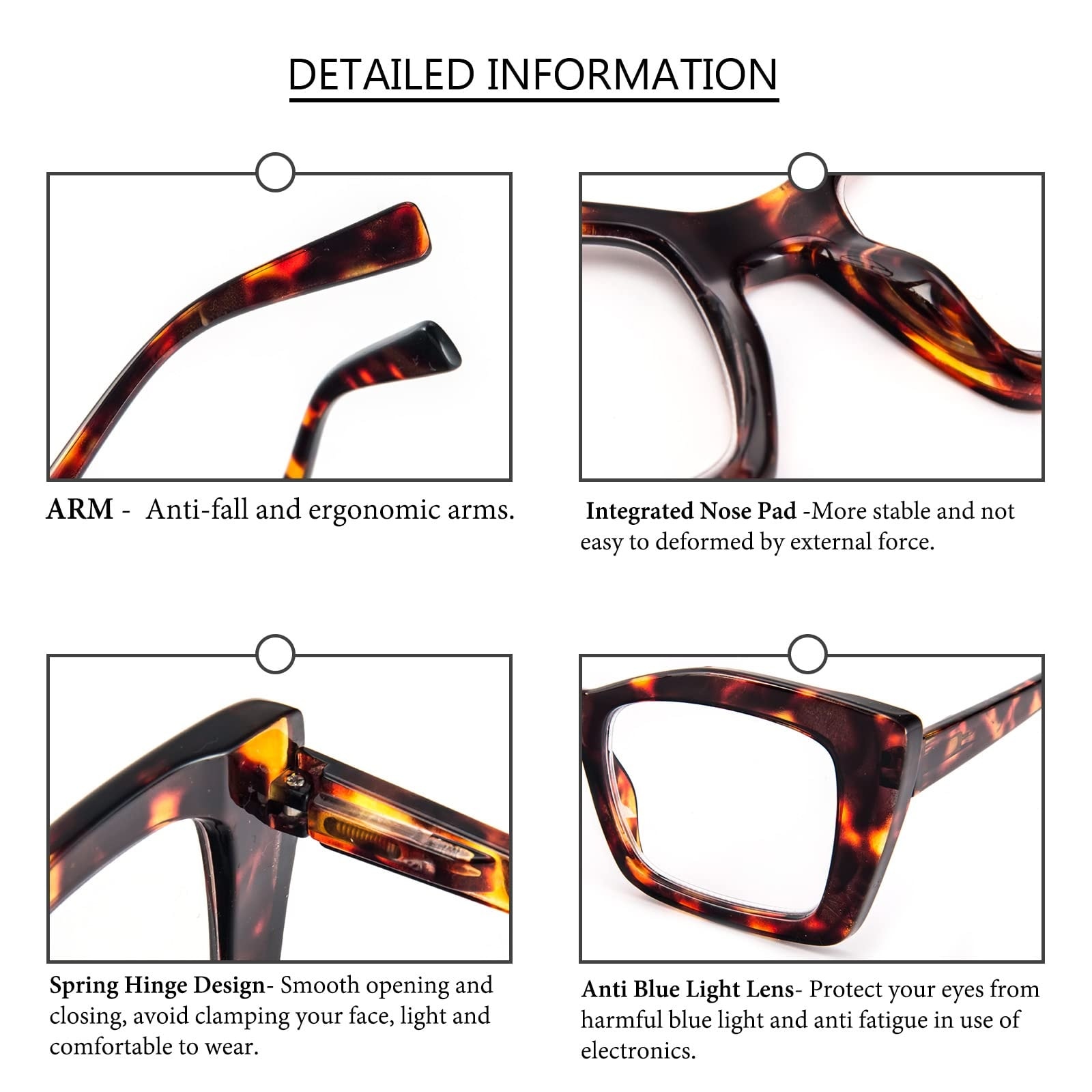 Afoxsos Oversized Square Reading Glasses for Women Blue Light Blocking ...