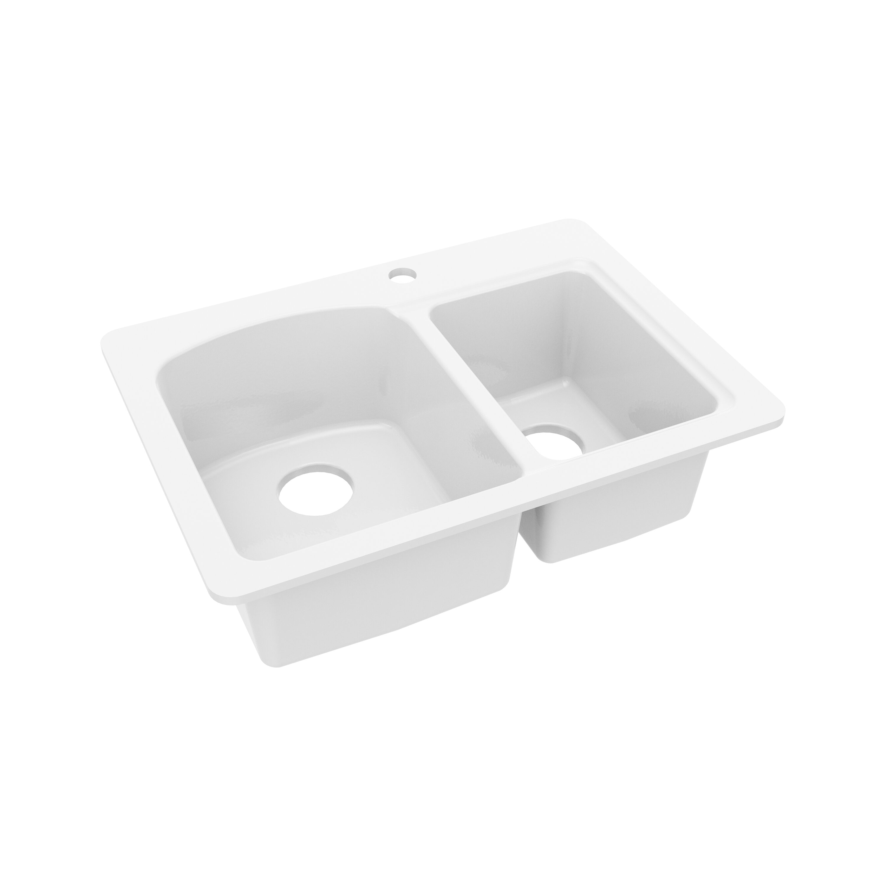 Swanstone Drop-in or undermount 25-in x 18-in Composite Double offset ...