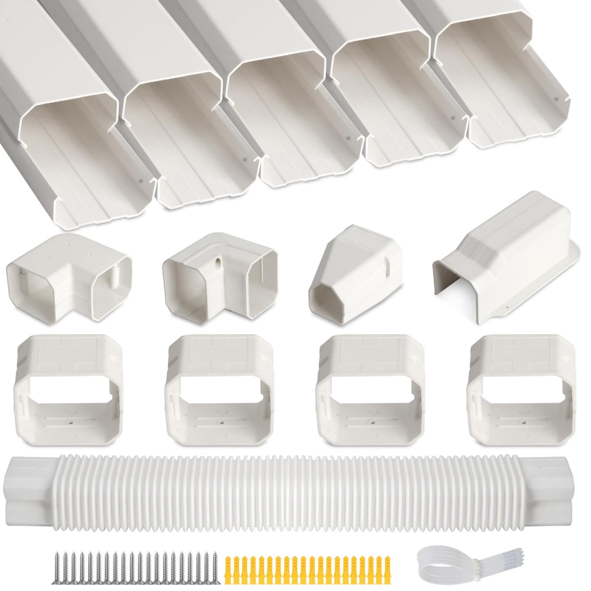 Numhew 3in W 10ft 8-Piece White Line Set Cover Kit for Mini Split ...
