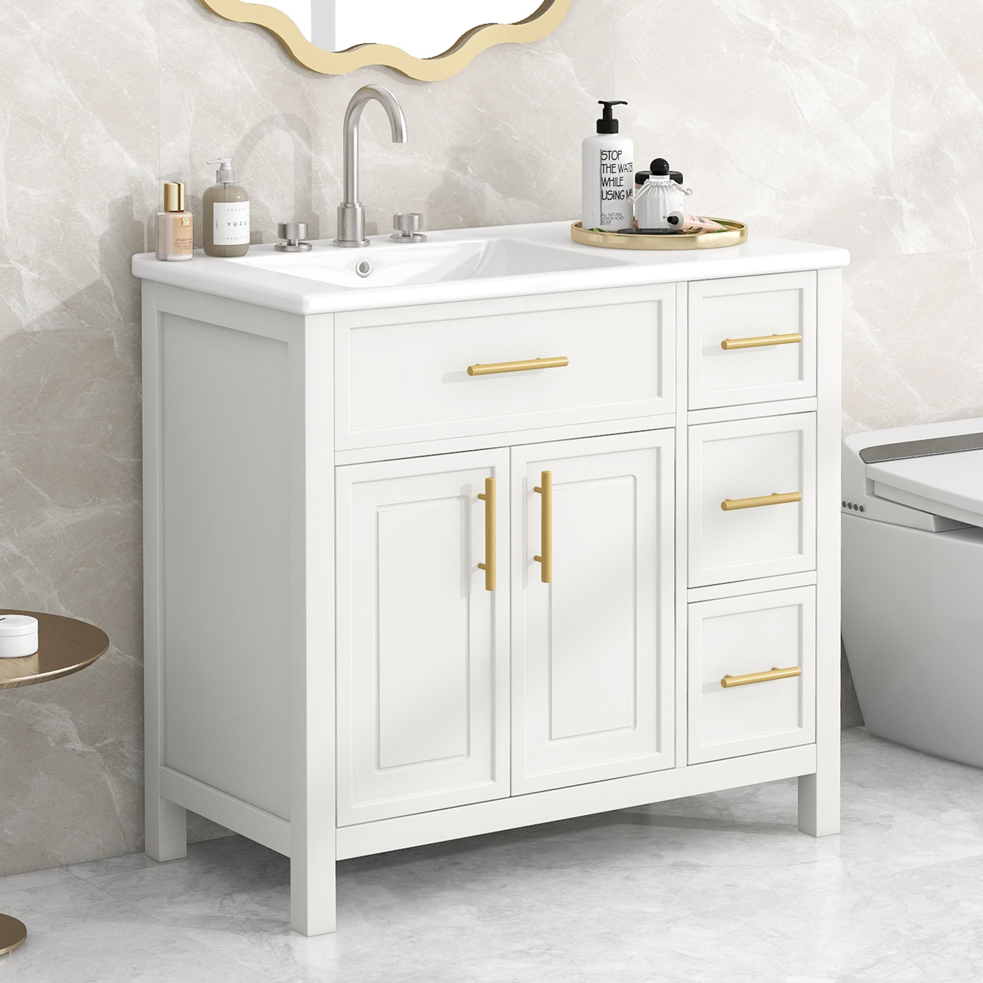 GDFStudio 36 inches Bathroom Vanity with Sink Top Bathroom Vanity ...