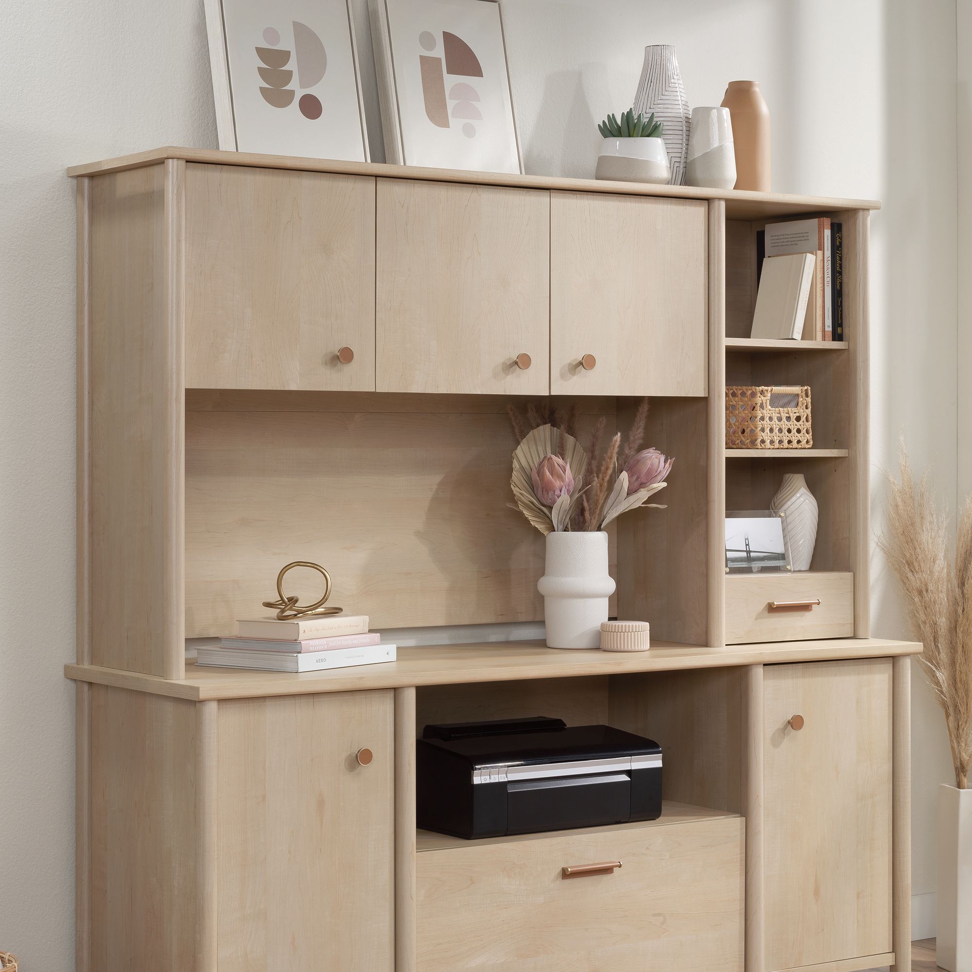 Sauder Whitaker Point Commercial Office Hutch Natural Maple finish in ...