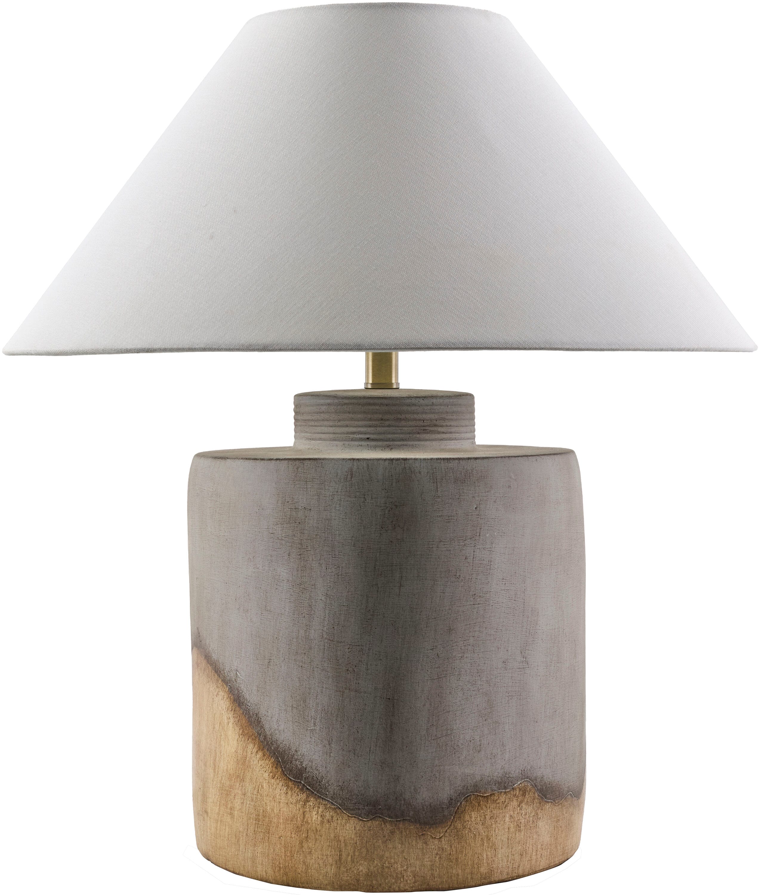 Livabliss Furbara 39-in White/Gray 3-way Table Lamp with Linen Shade in ...