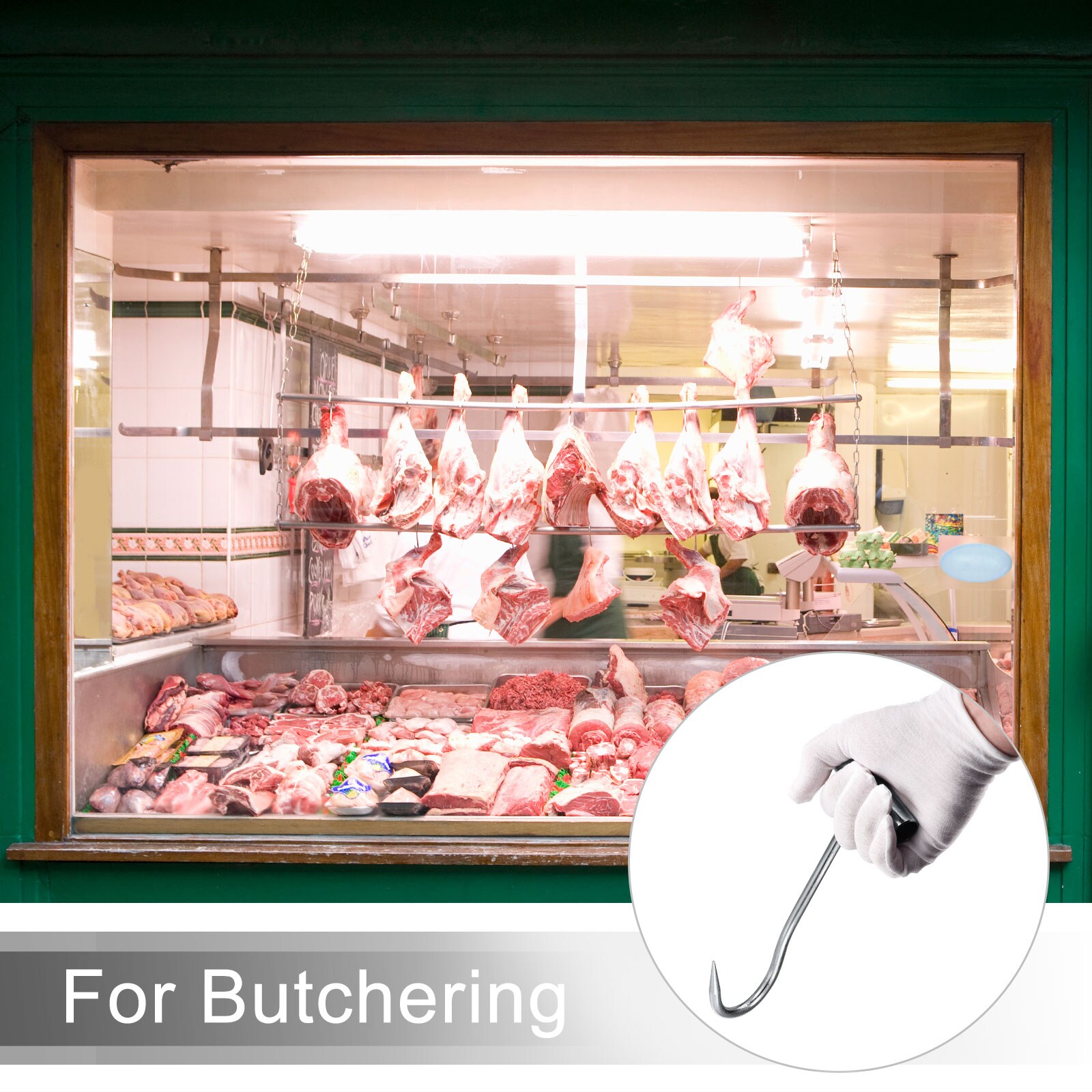 Unique Bargains T-Handle Meat Boning Hook Galvanized Curved T Hooks for ...